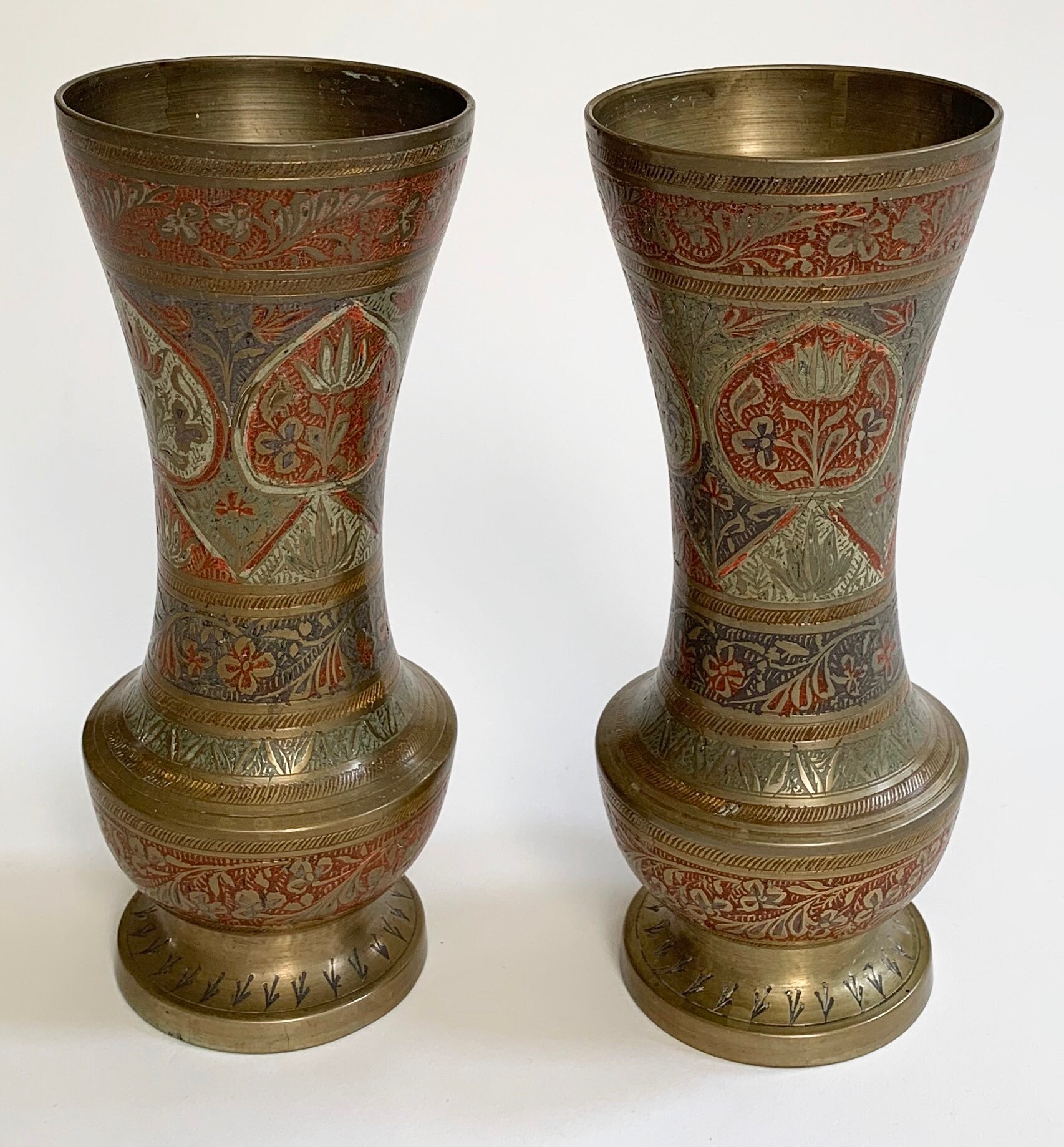 India Brass Vase Pair of Two Matching Vases Vintage 70s Boho Indian ...