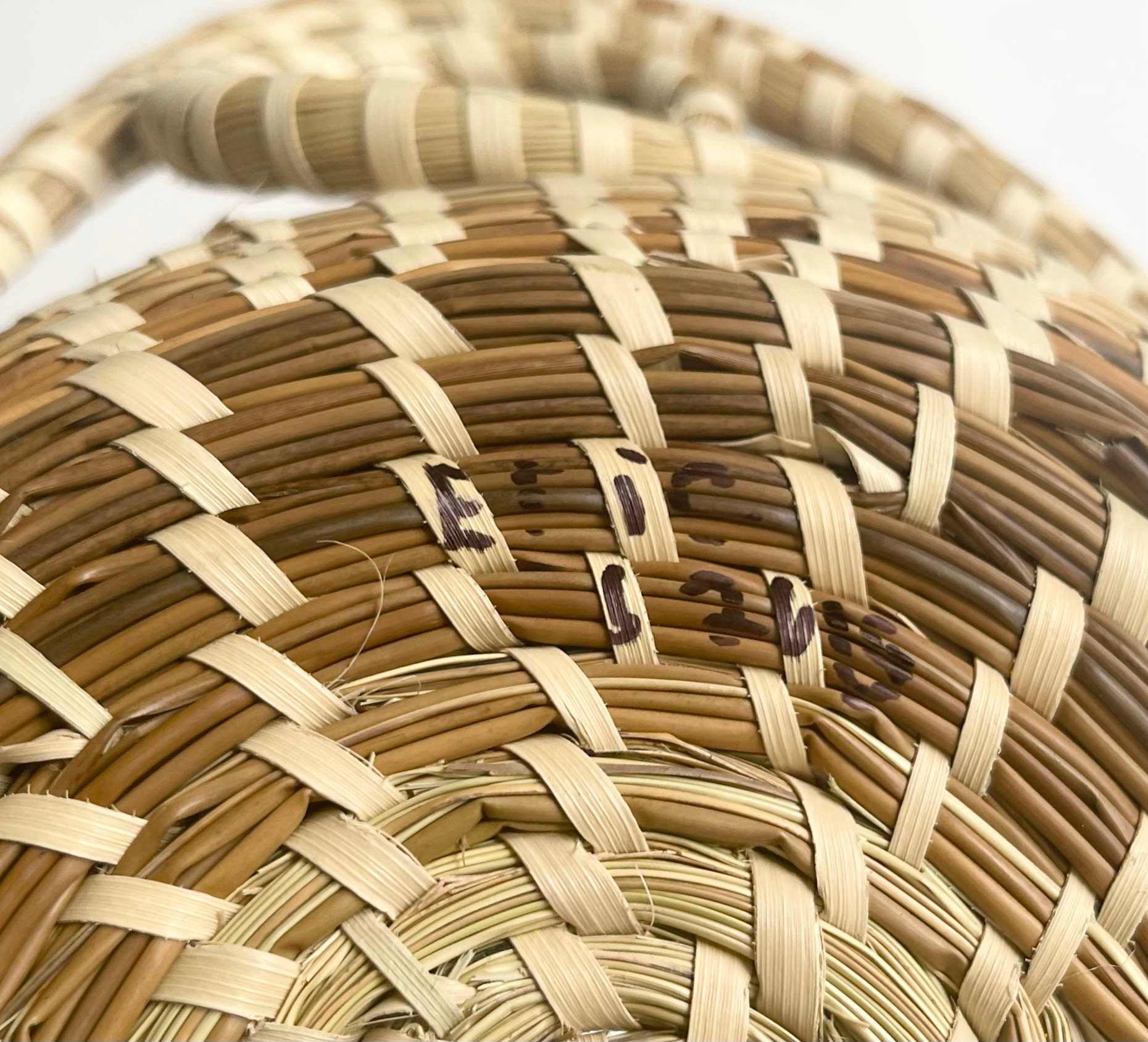 Signed Charleston Sweetgrass Basket Signed ERIC Handmade Vintage ...