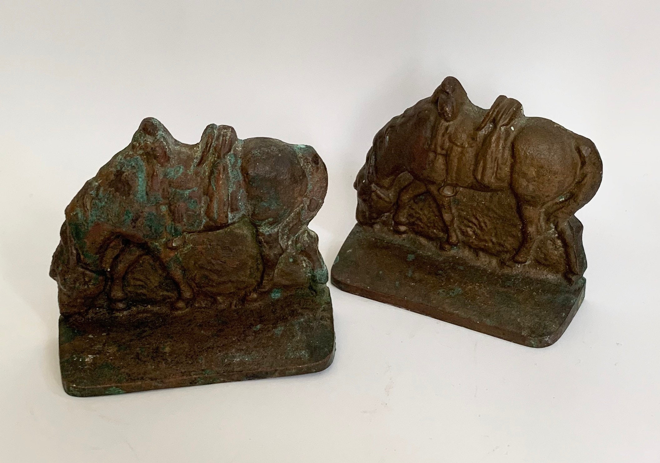 Cast Iron Horse Bookends Antique Vintage Office Library Decor Set Pair ...