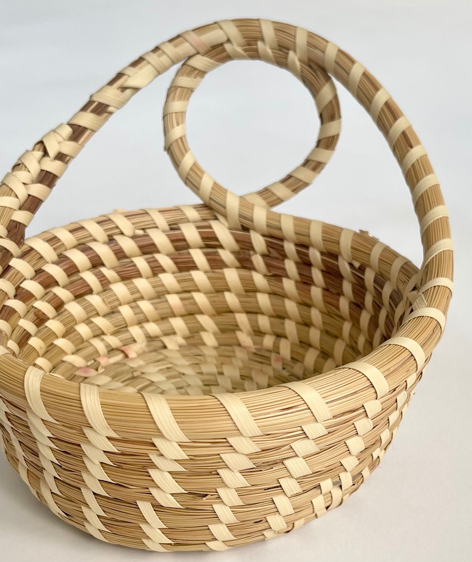 Small Charleston Sweetgrass Basket Side Handle Handmade Vintage ...