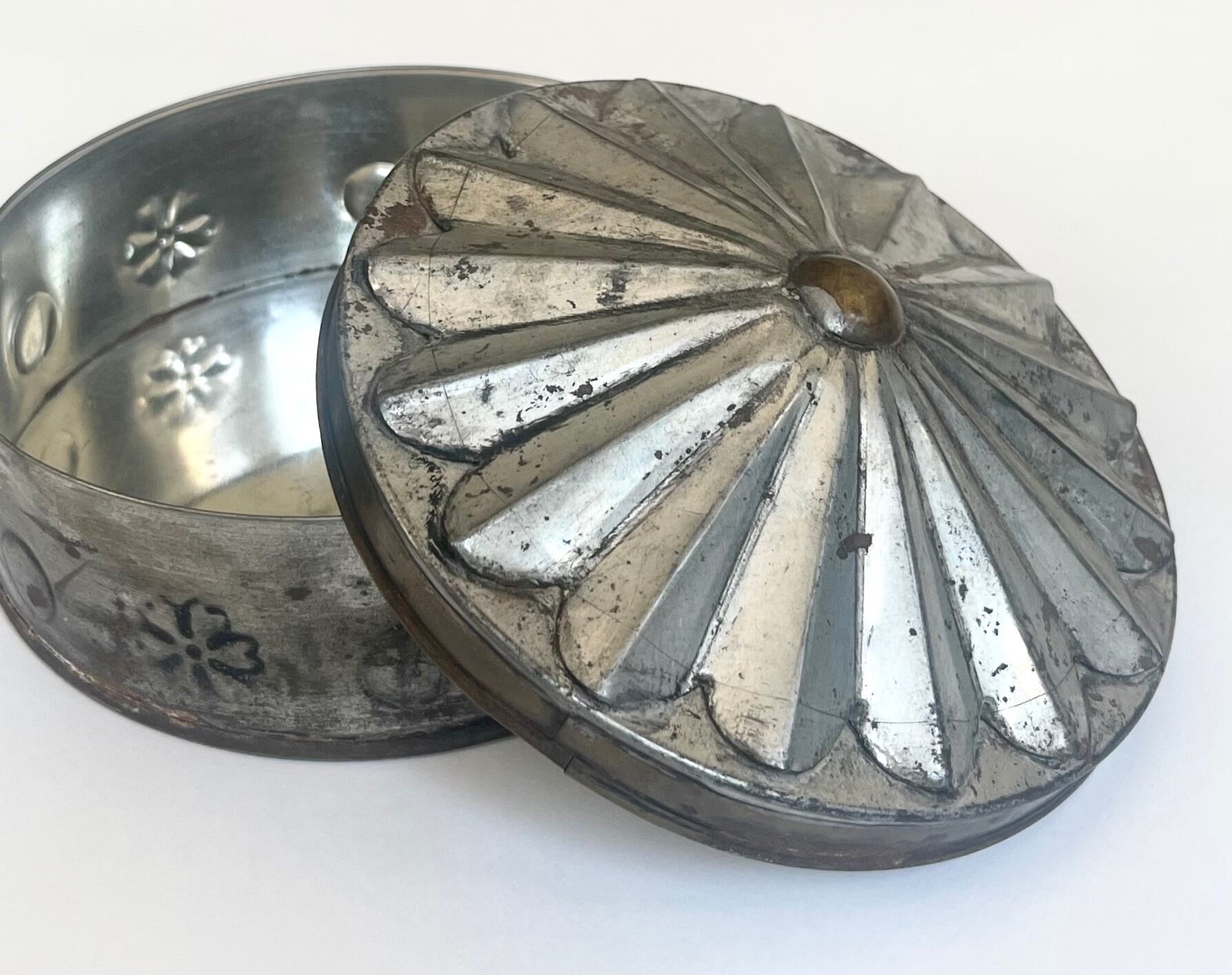 Rustic Punched Tin Box Lidded Box Very Aged Vintage Old Worn Patina ...