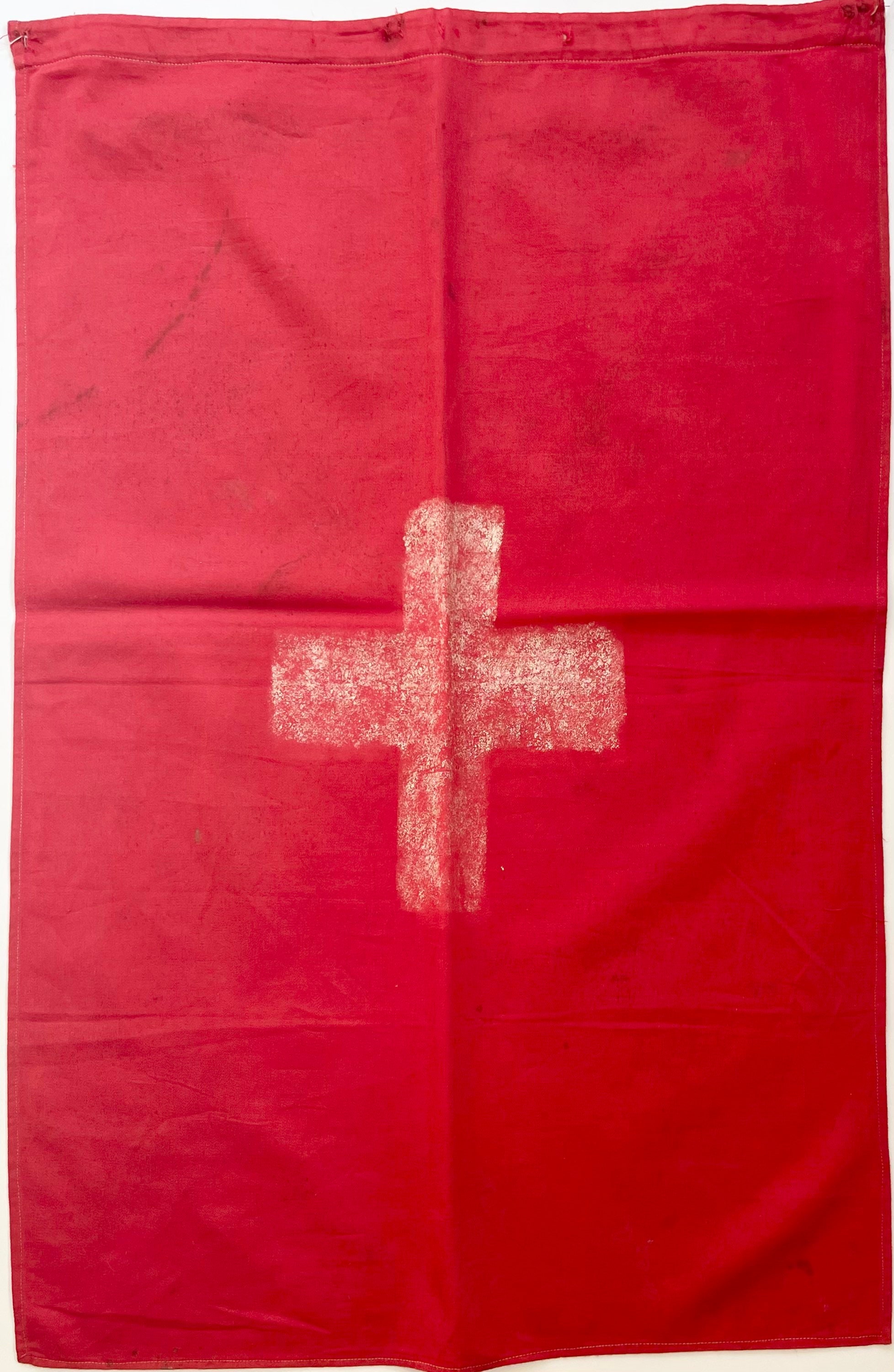 Antique Swiss Switzerland Flag Vintage All Cotton Red Flag Very Worn ...