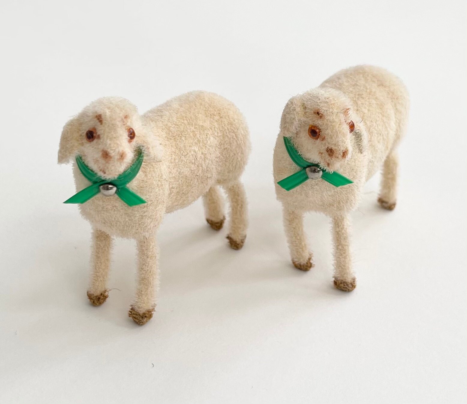 Kunstlerschutz Flocked Sheep Lamb Figurines Set of 2 Vintage ...