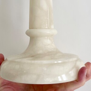 White Alabaster Candlestick Holder Made in Spain Heavy Faux White Onyx ...