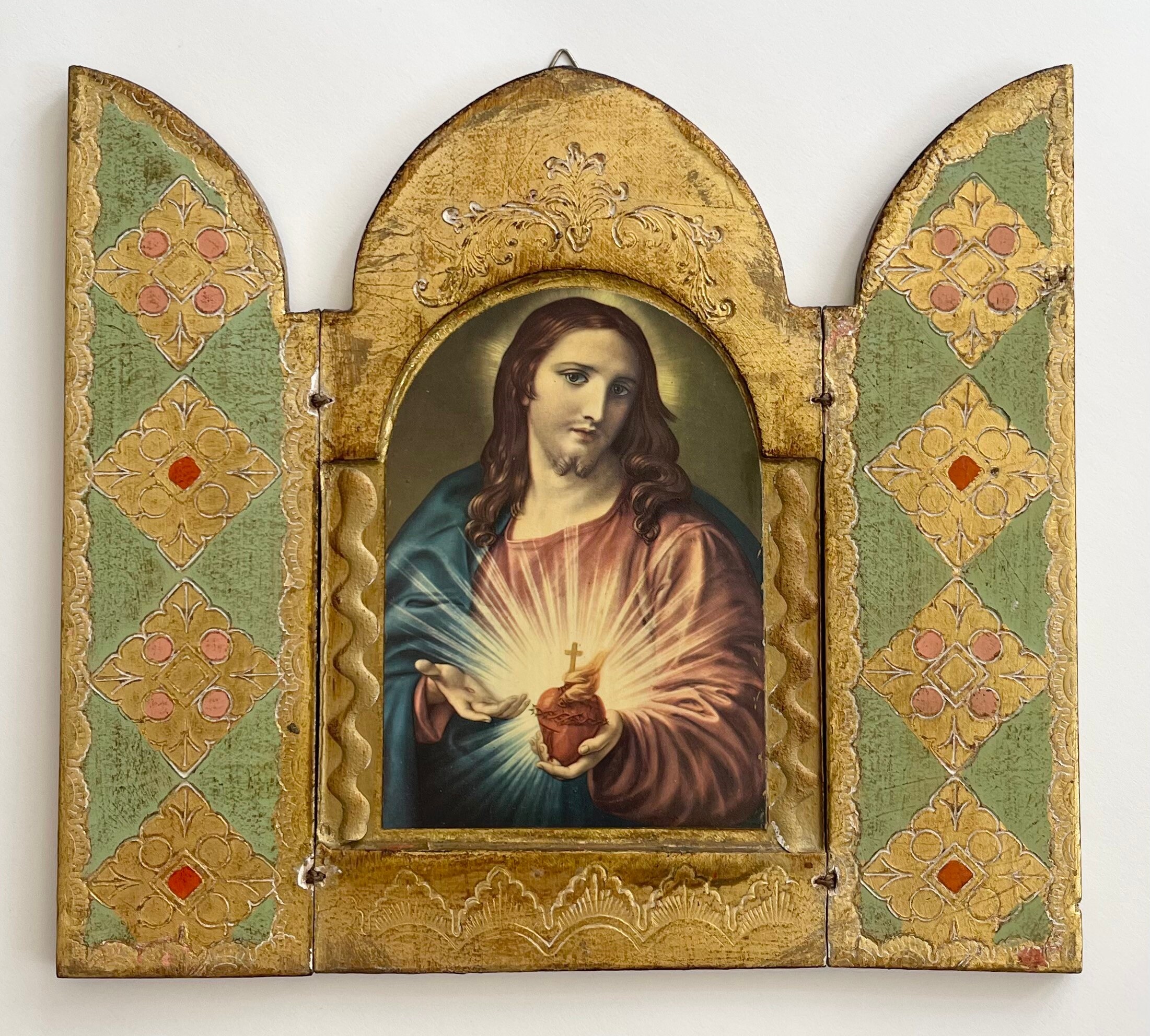 Florentine Italian Religious Wall Hanging Working Doors Vintage Small ...