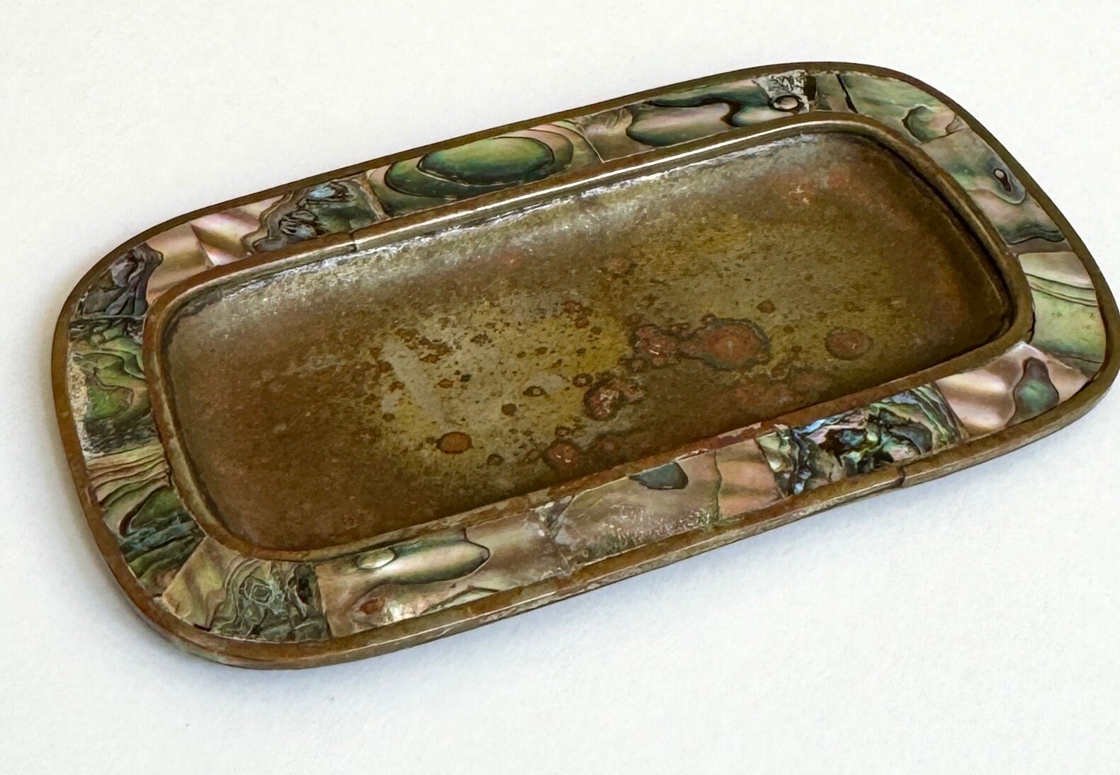 Small Brass Abalone Ashtray Trinket Dish Vintage Natural Abalone Shell ...