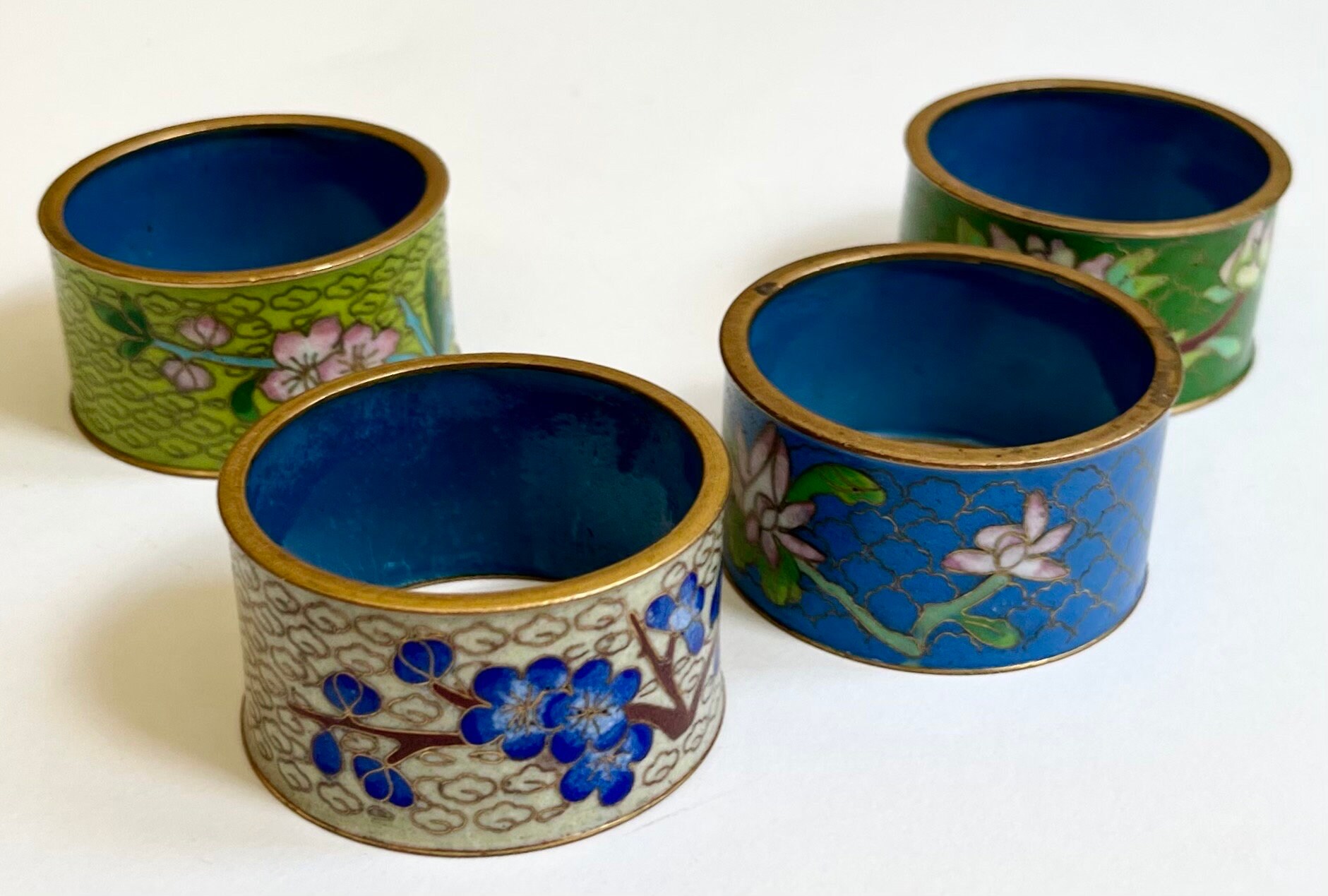 Vintage Cloisonné Napkin Rings Napkin Holders Set Lot of 4 Rings ...