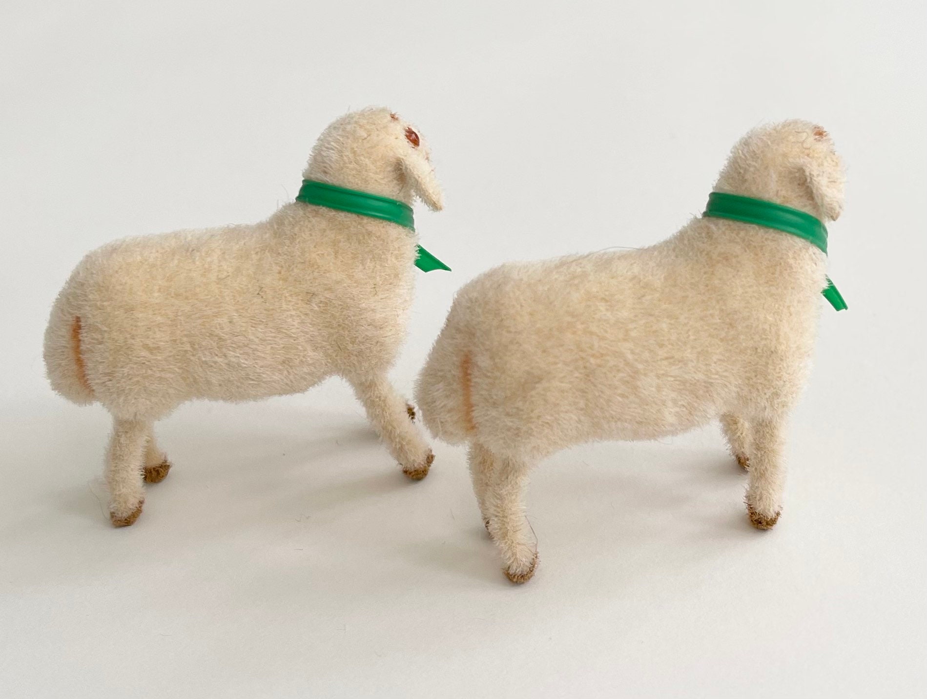 Kunstlerschutz Flocked Sheep Lamb Figurines Set of 2 Vintage ...