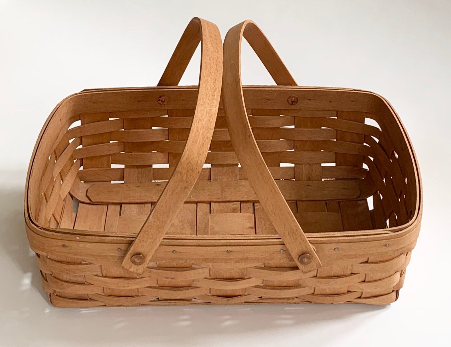 Large Handmade Longaberger Basket with Handles Artist Maker Signed and ...