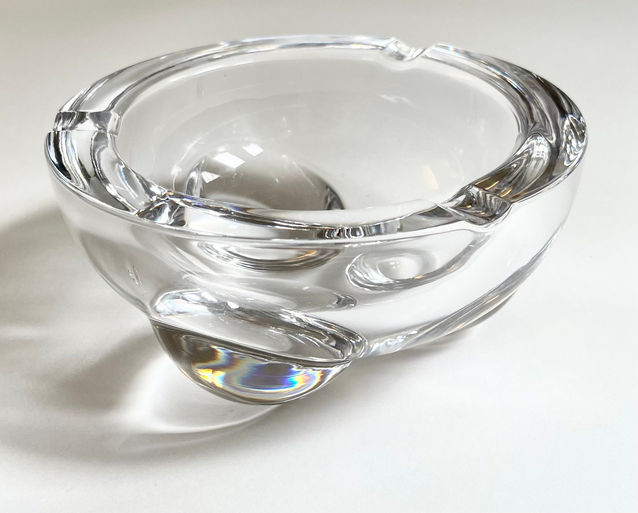 Very Thick Glass Ashtray Mid Century MCM Heavy Clear Glass Bubble ...