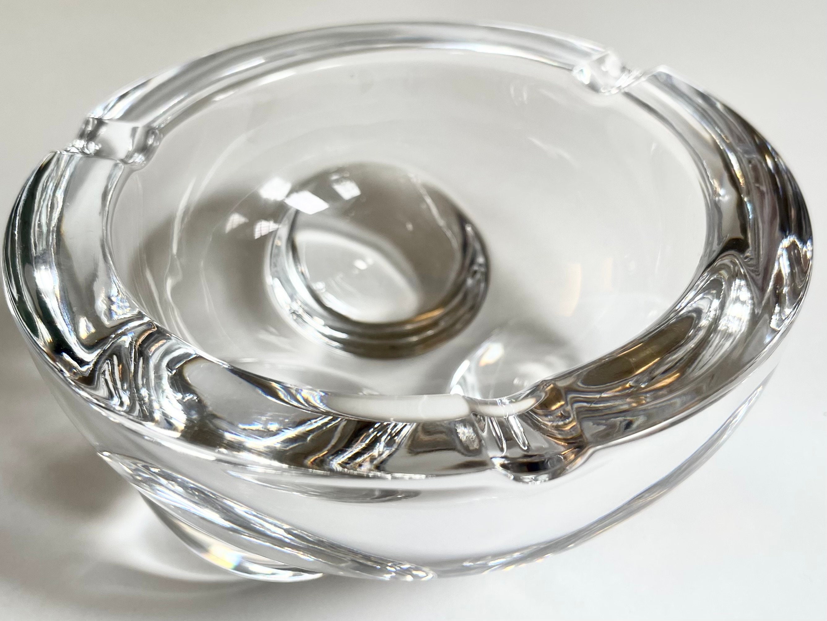 Very Thick Glass Ashtray Mid Century MCM Heavy Clear Glass Bubble ...