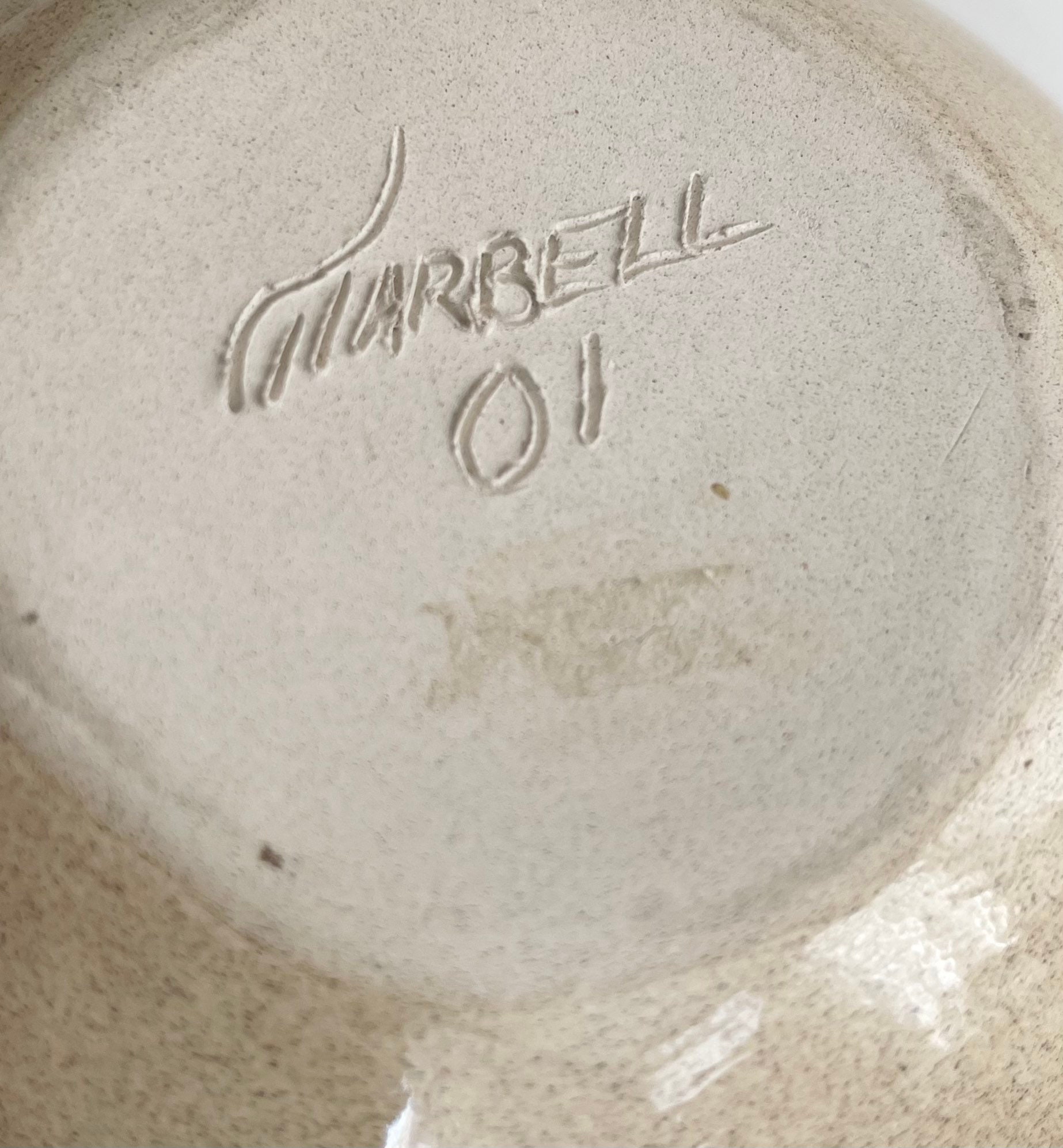Beige Stoneware Pottery Pot Artist Signed Vintage Handmade Fine Art ...
