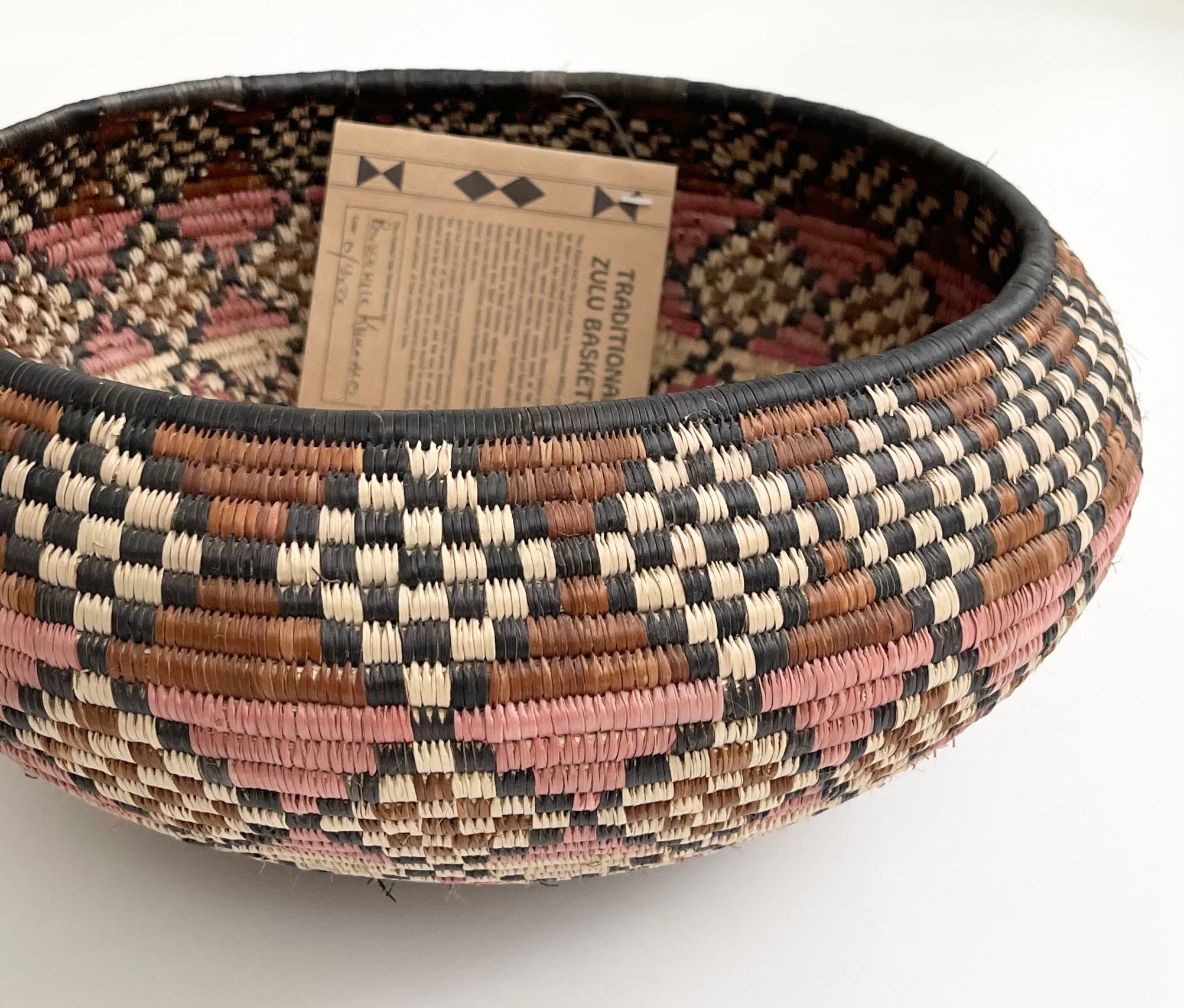Large African Zulu Basket Vintage with Original Tags Artist Signed ...