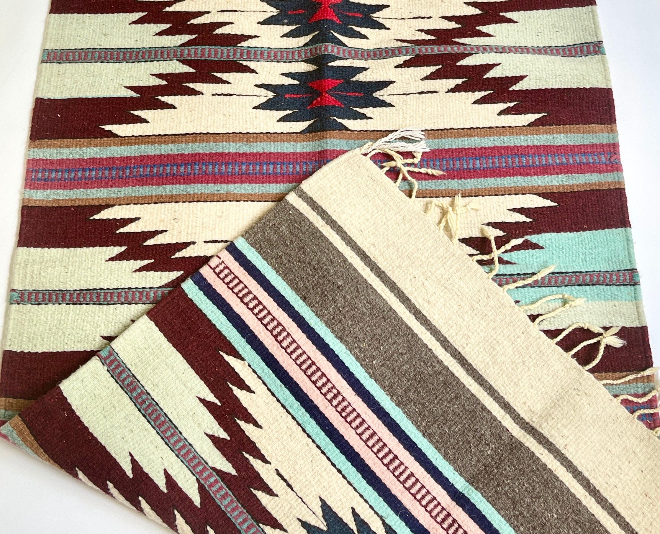 Mexican Wool Rug Saddle Blanket Accent Rug Vintage Made in Mexico ...