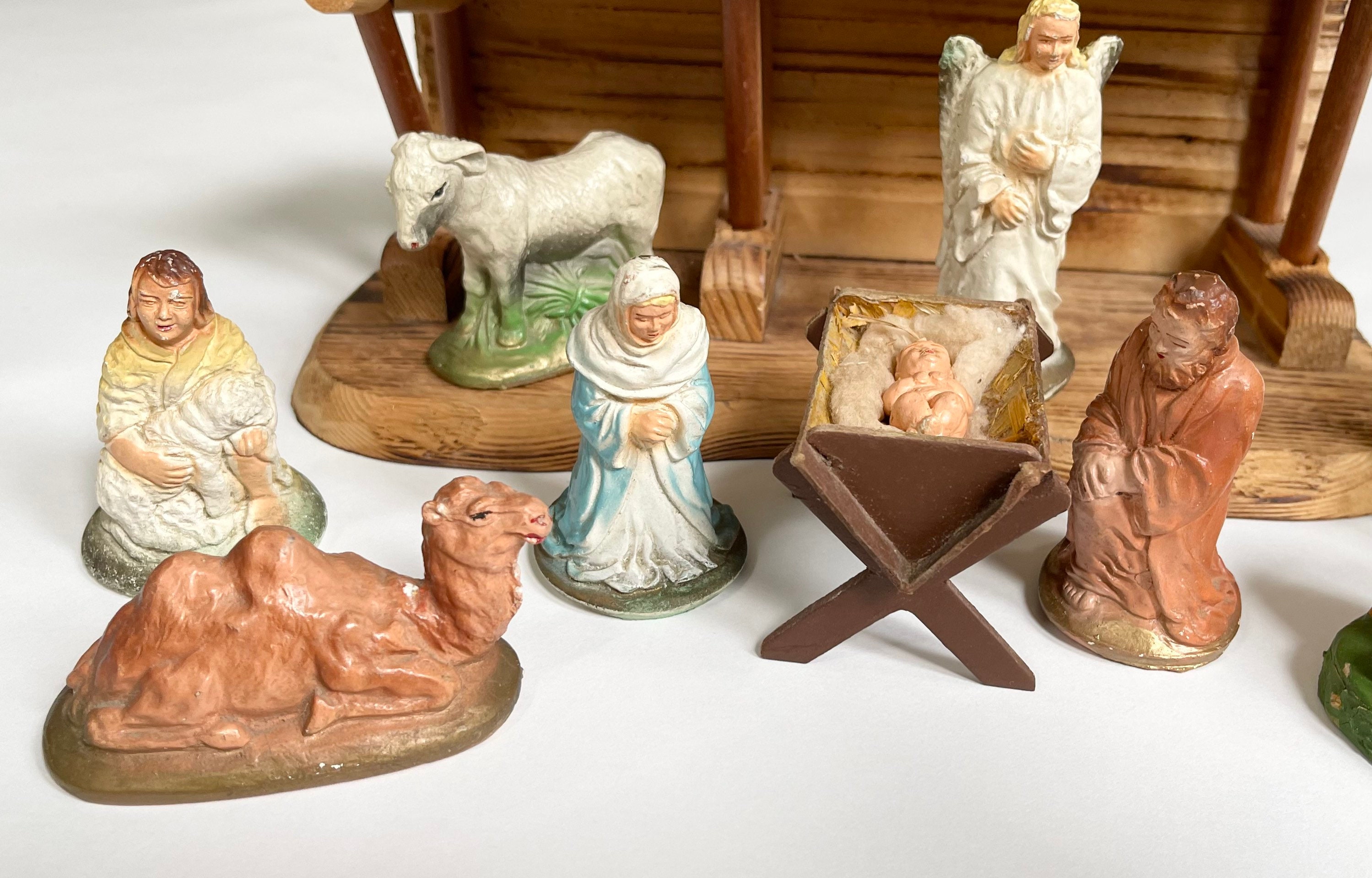 Plaster Nativity Set Scene Possibly Vintage 1930s Religious Christmas ...