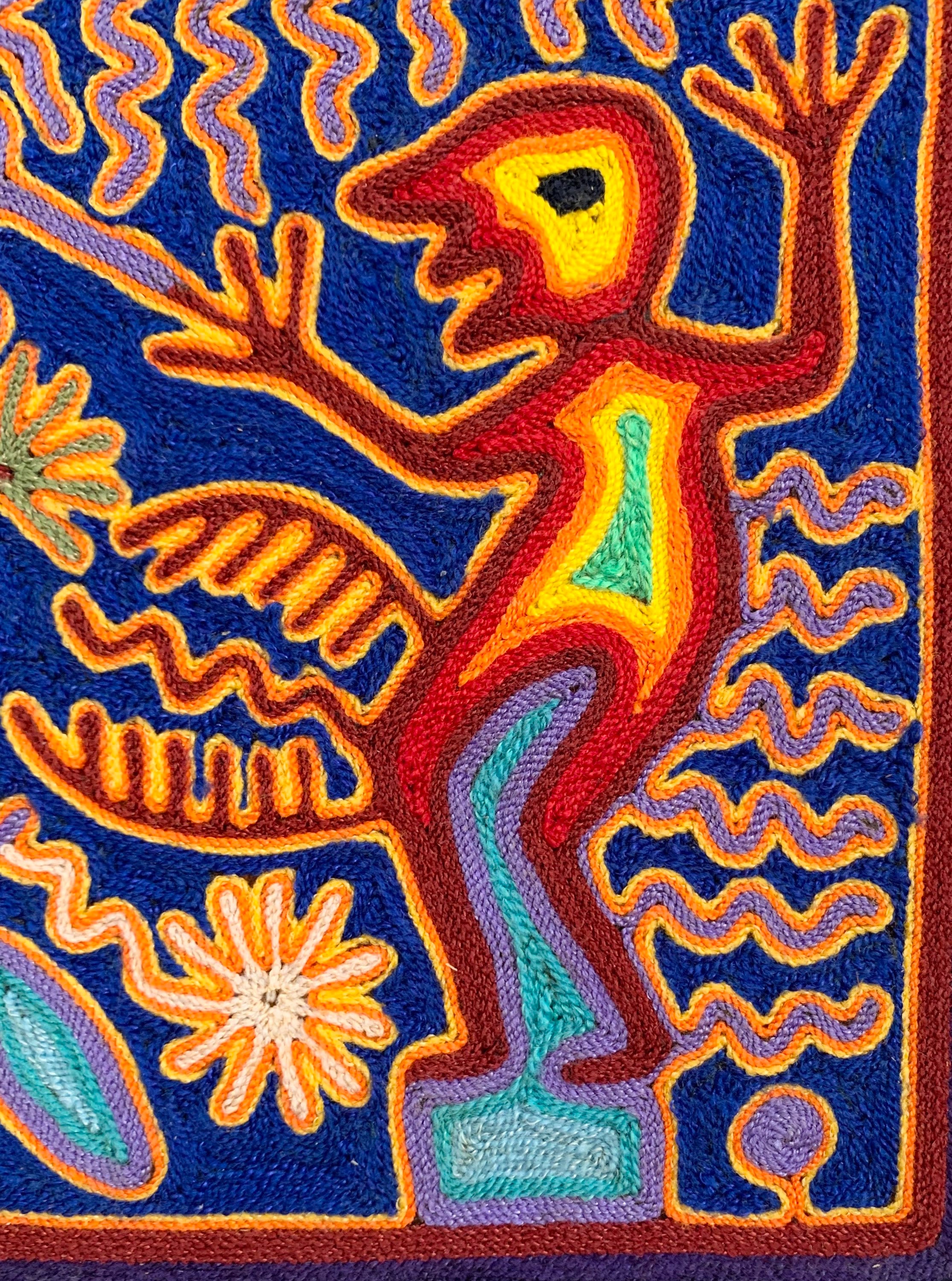Mexican Huichol Yarn Art Painting Nierika Wall Hanging Colorful Vintage ...