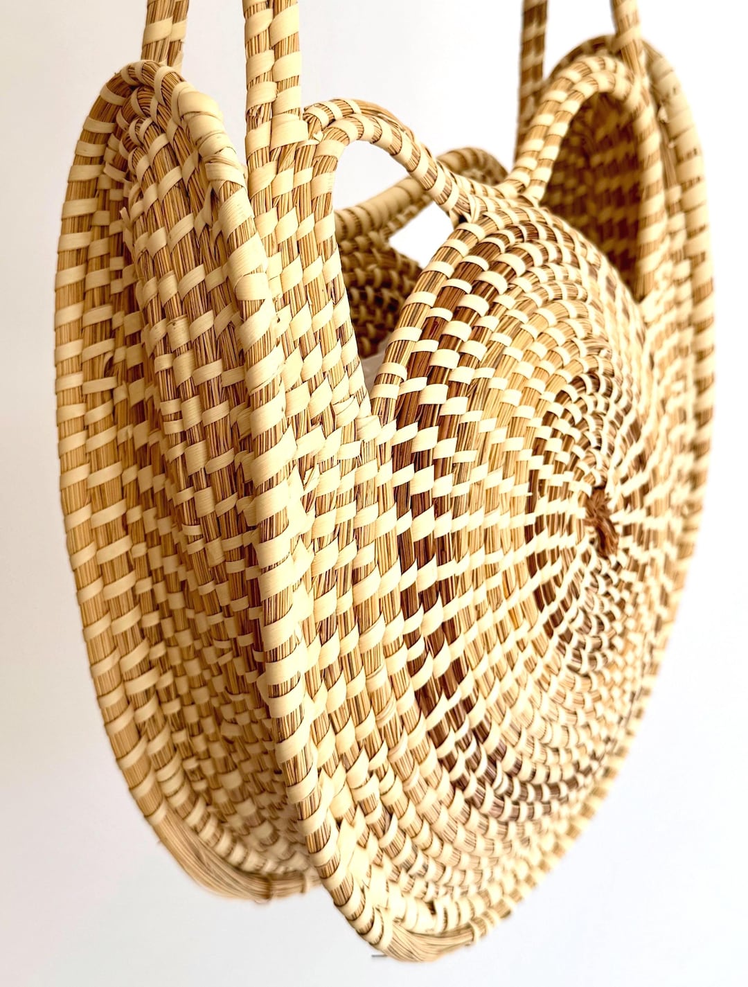 Charleston Sweetgrass Basket Bag Large Top Handle Vintage Handmade ...