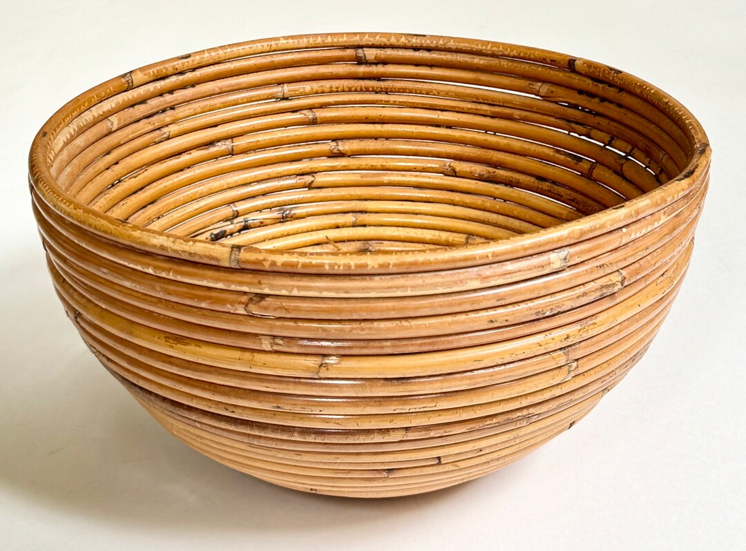 Italian Pencil Reed Bamboo Bowl Mid Century Vintage Made in Italy for ...