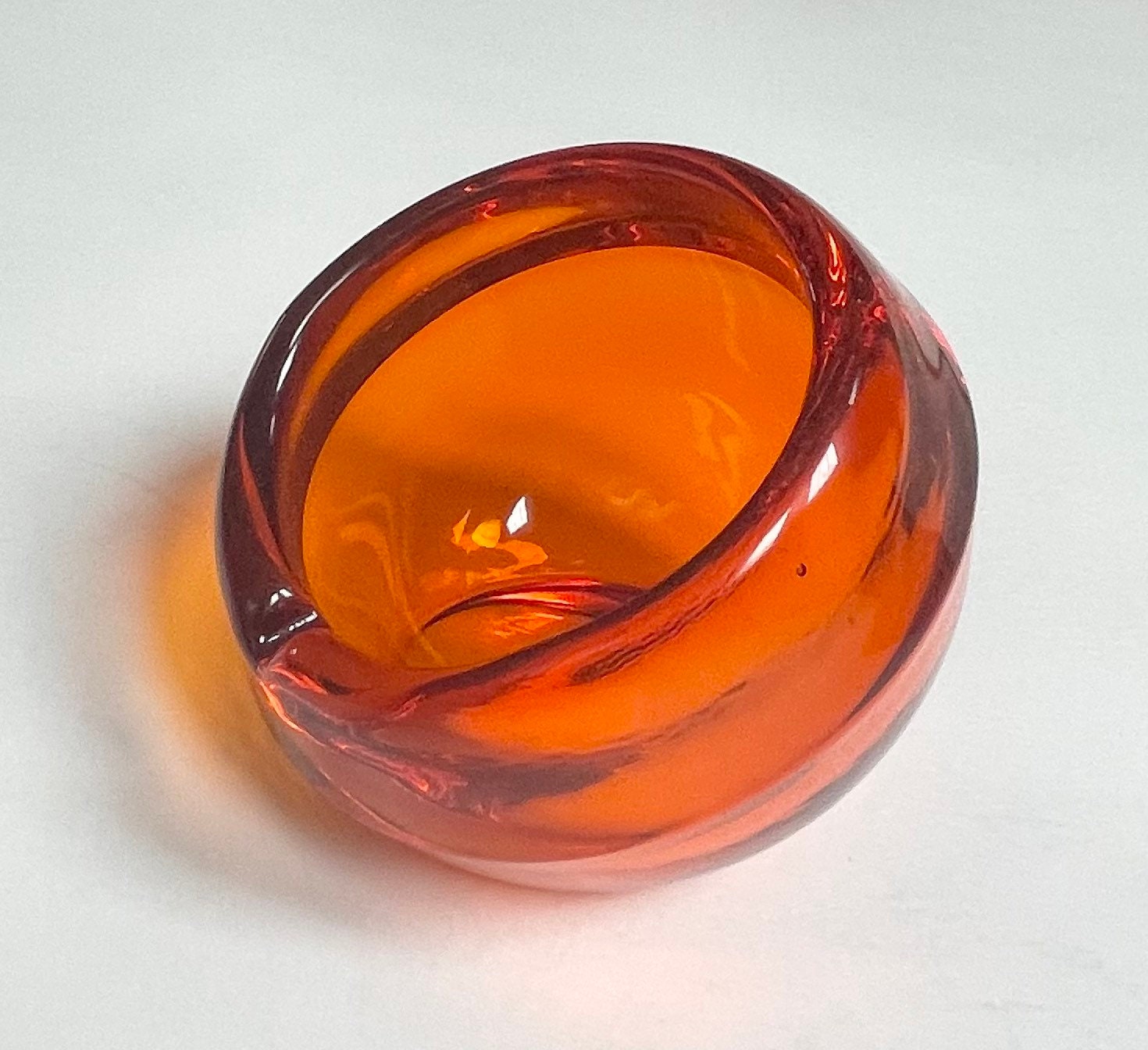 Viking Orange Orbital Glass Ashtray Minimalist Sleek Vintage Mid ...