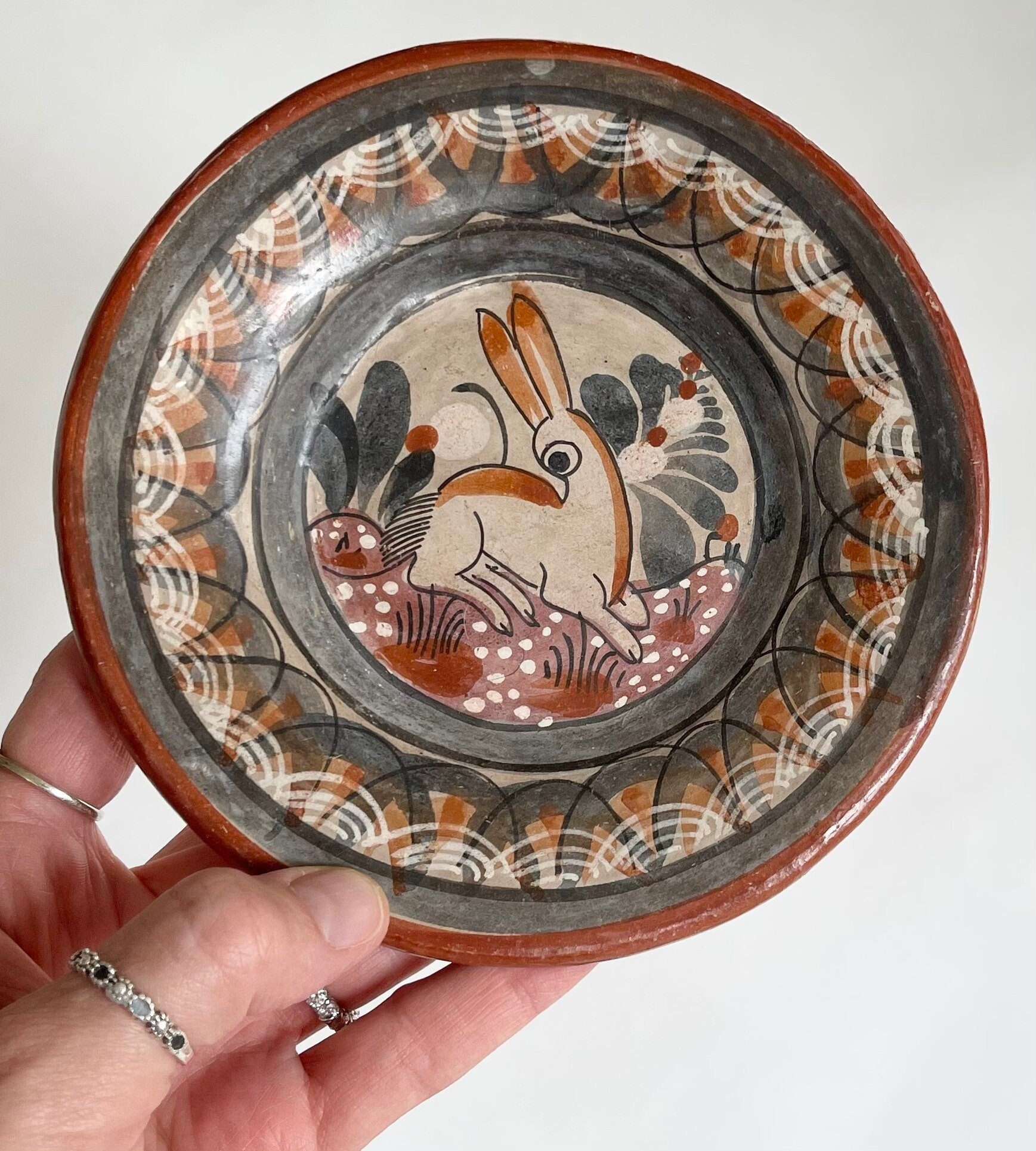 Tonala Mexican Pottery Plate Small 5.75 Diameter Vintage Hand Painted ...