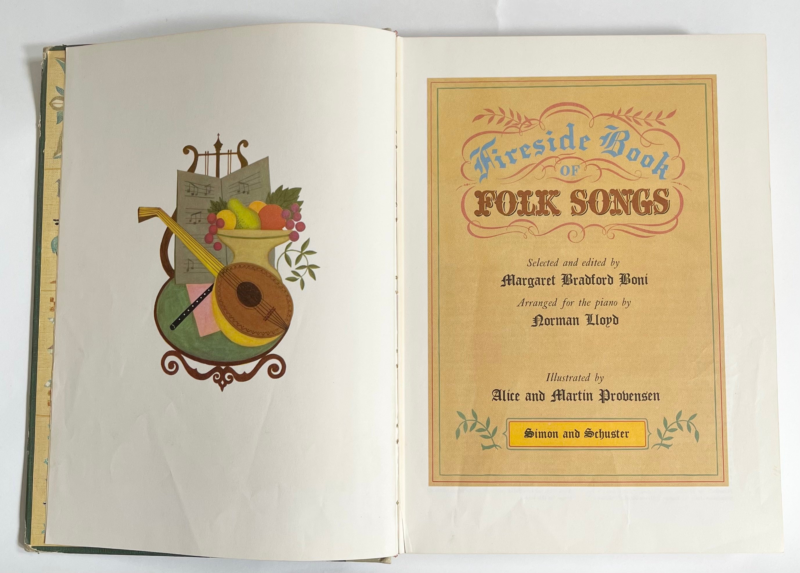 Fireside Book Folk Songs 1947 Antique Vintage 40s Decorative Music ...