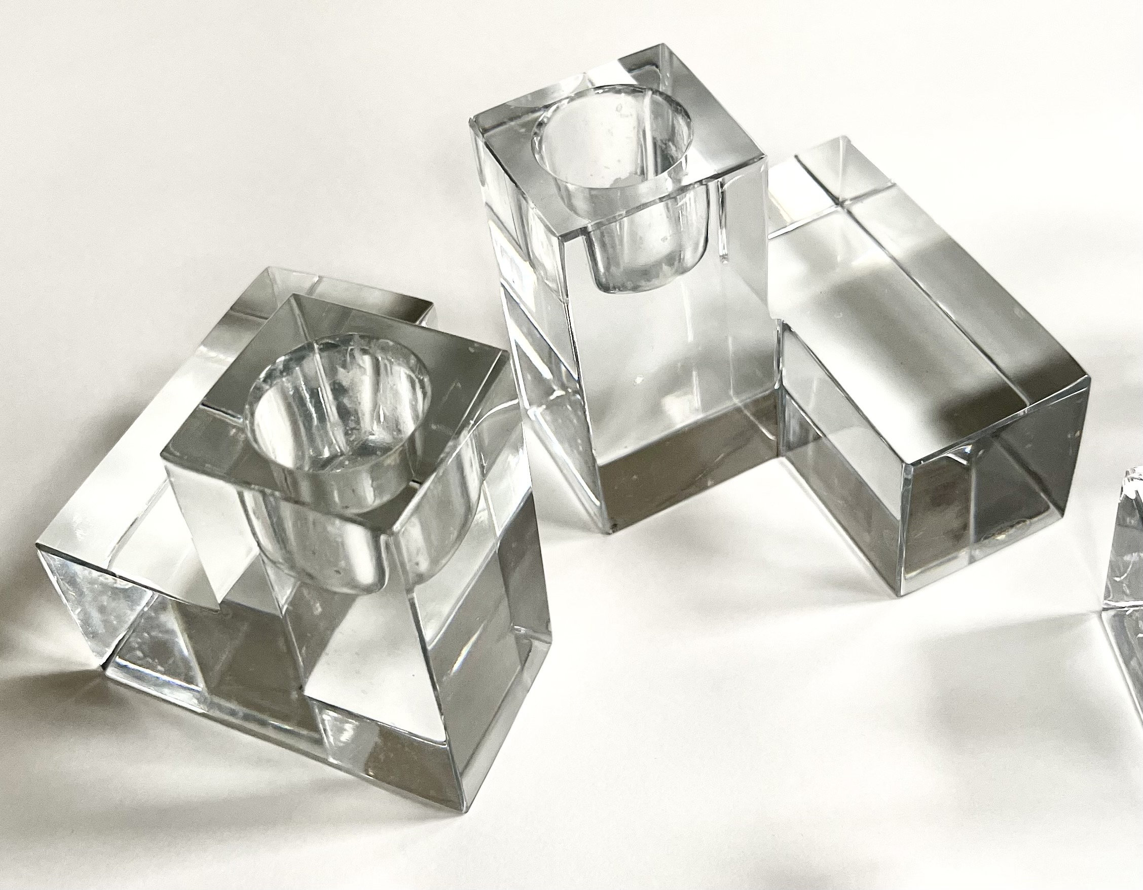 Baccarat Cubist Cube Candlestick Holder Set of 4 Taper Candle Holders ...
