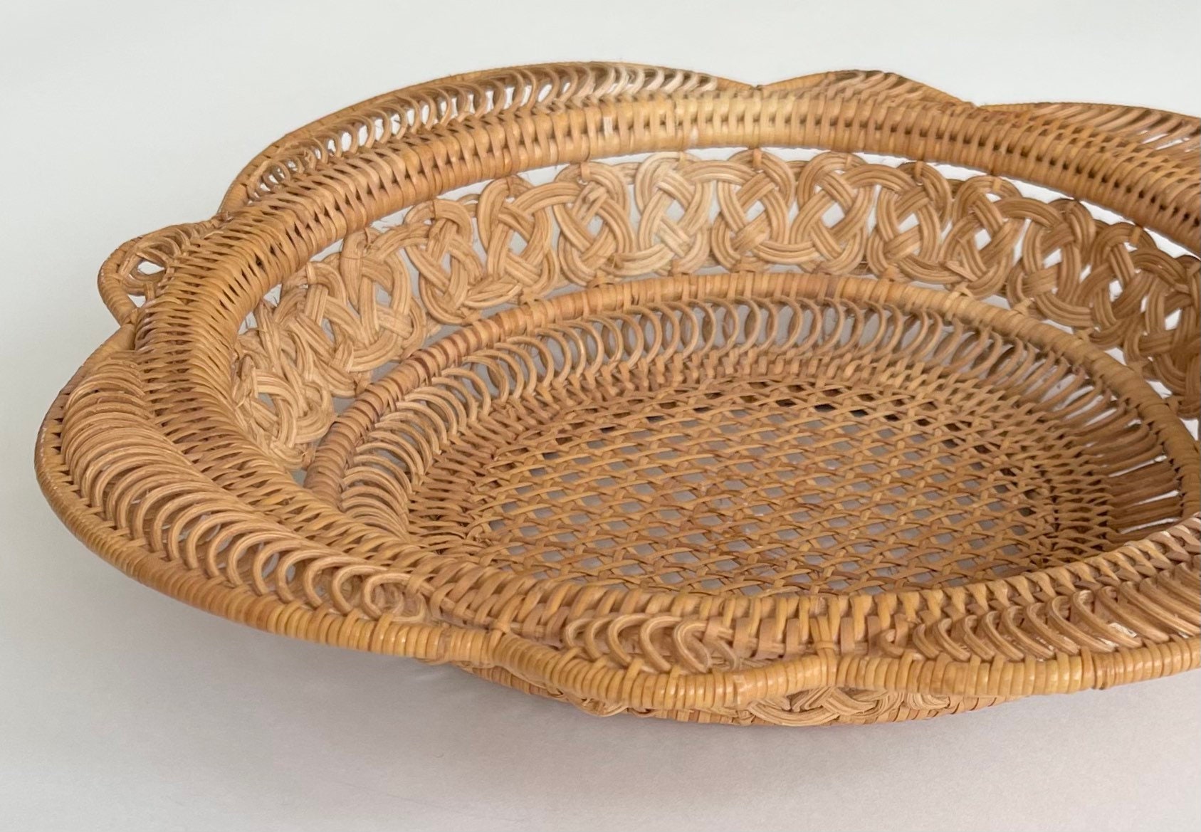 Boho 70s Basket Bowl Boho Vintage Handwoven Baskets Bread Basket ...