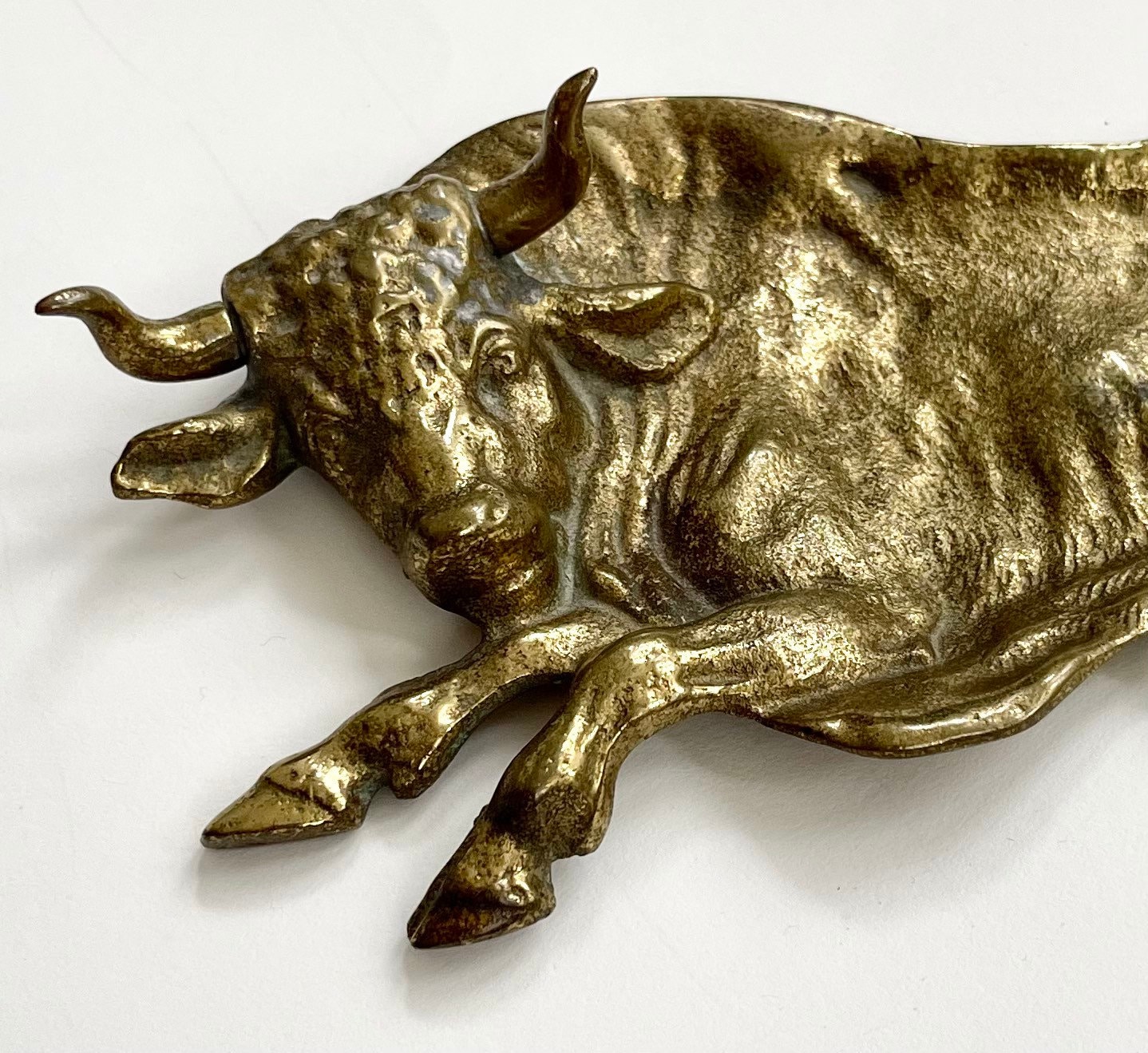 Heavy Brass Bull Ashtray Trinket Dish Catchall Rare Vintage Mid Century ...