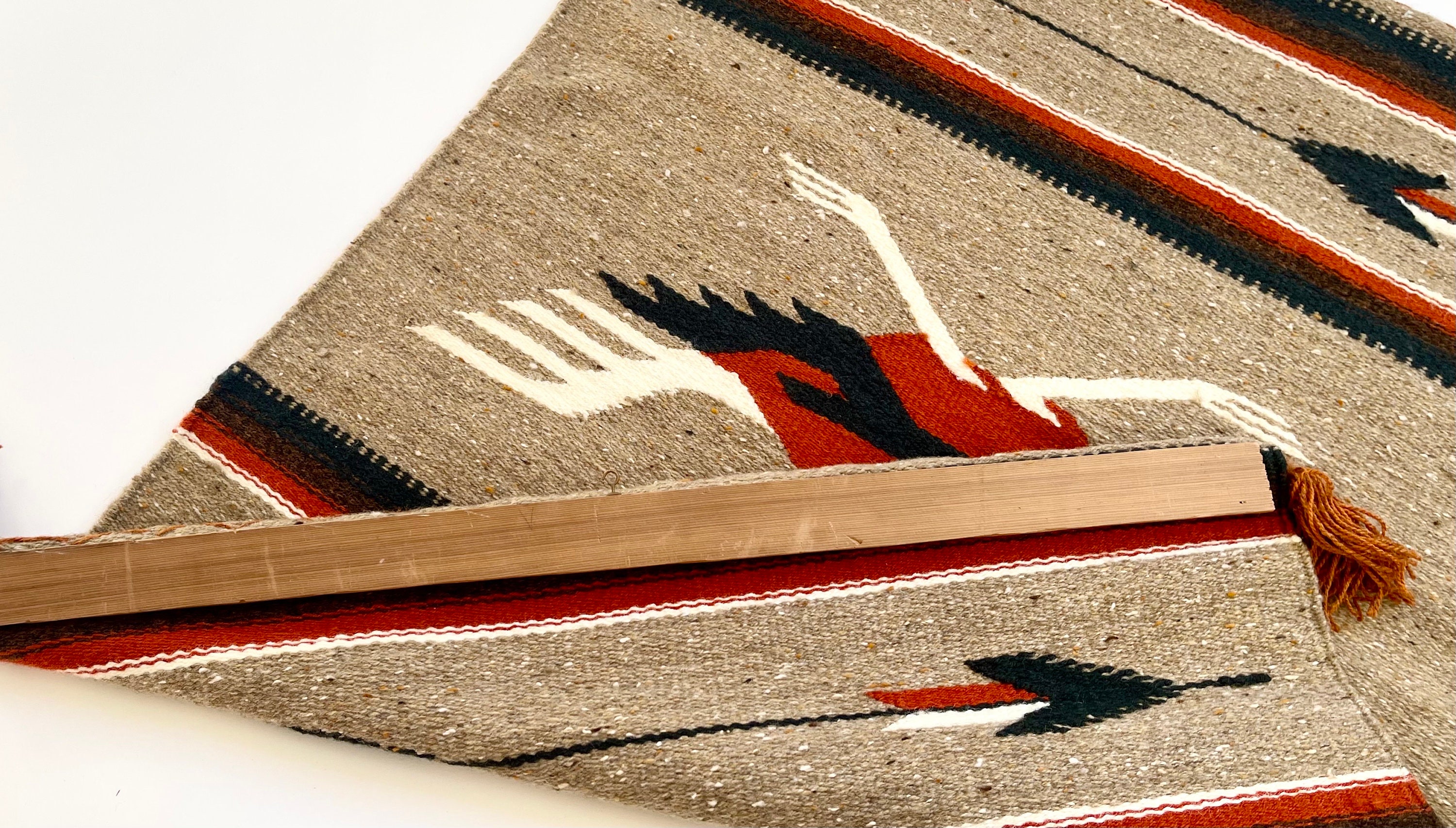 Vintage Chimayo Roadrunner Weaving New Mexico Folk Art Handwoven Wool ...