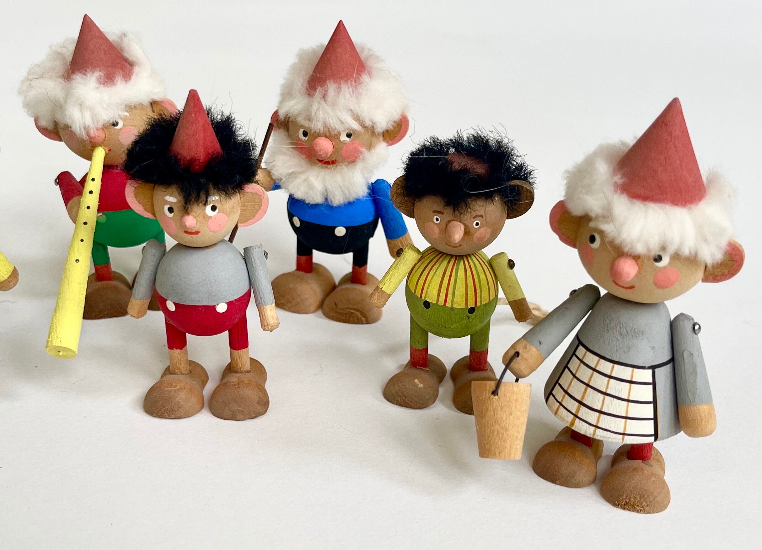 Swedish Wooden Elf Gnome Figurine Lot of 6 Vintage Scandinavian Sweden ...