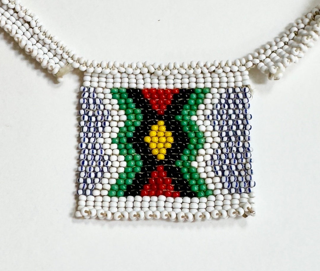 Vintage Native American Beadwork Necklace Antique Vintage Glass Micro ...