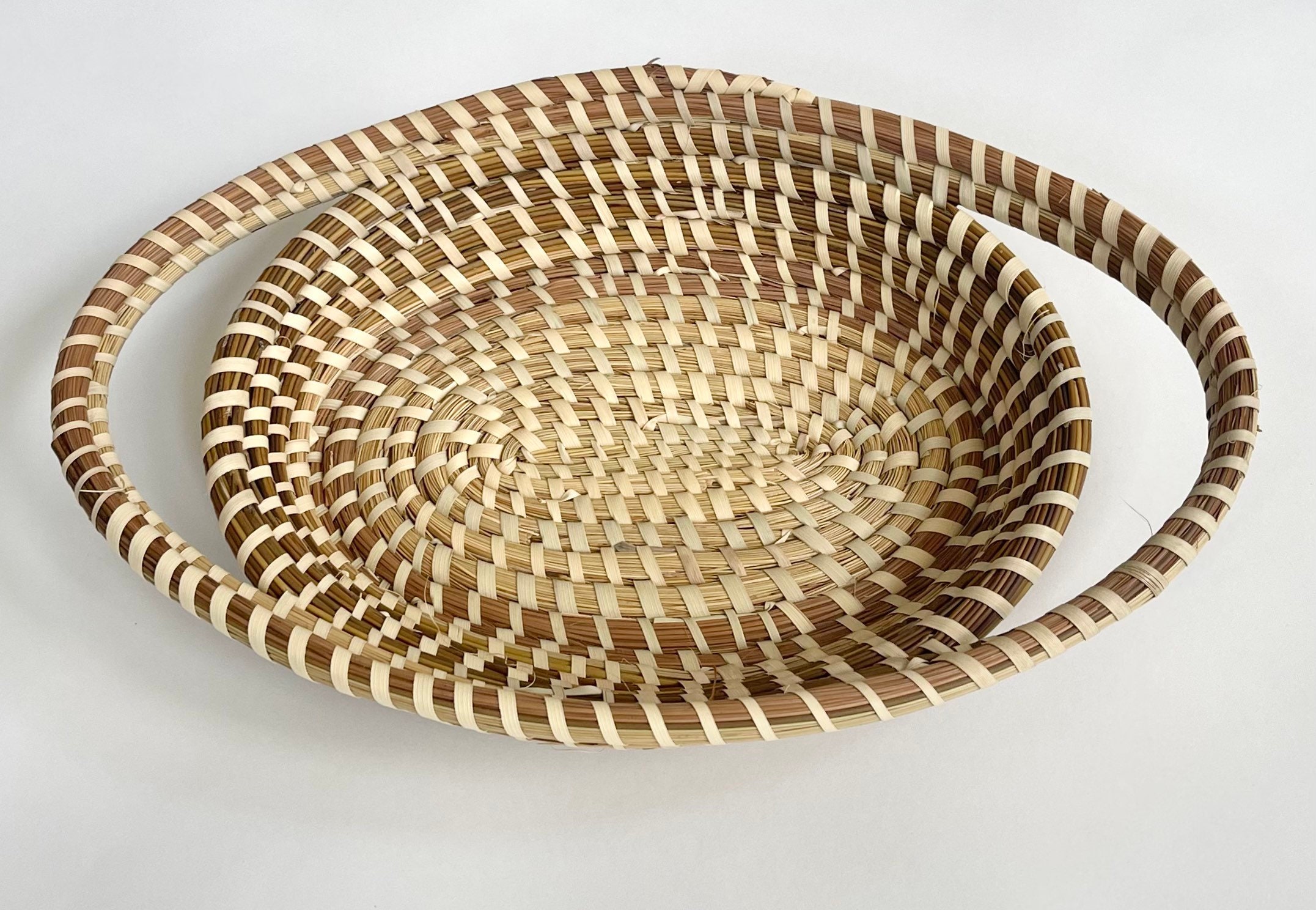 Oval Charleston Sweetgrass Basket Handmade Vintage Handwoven American ...