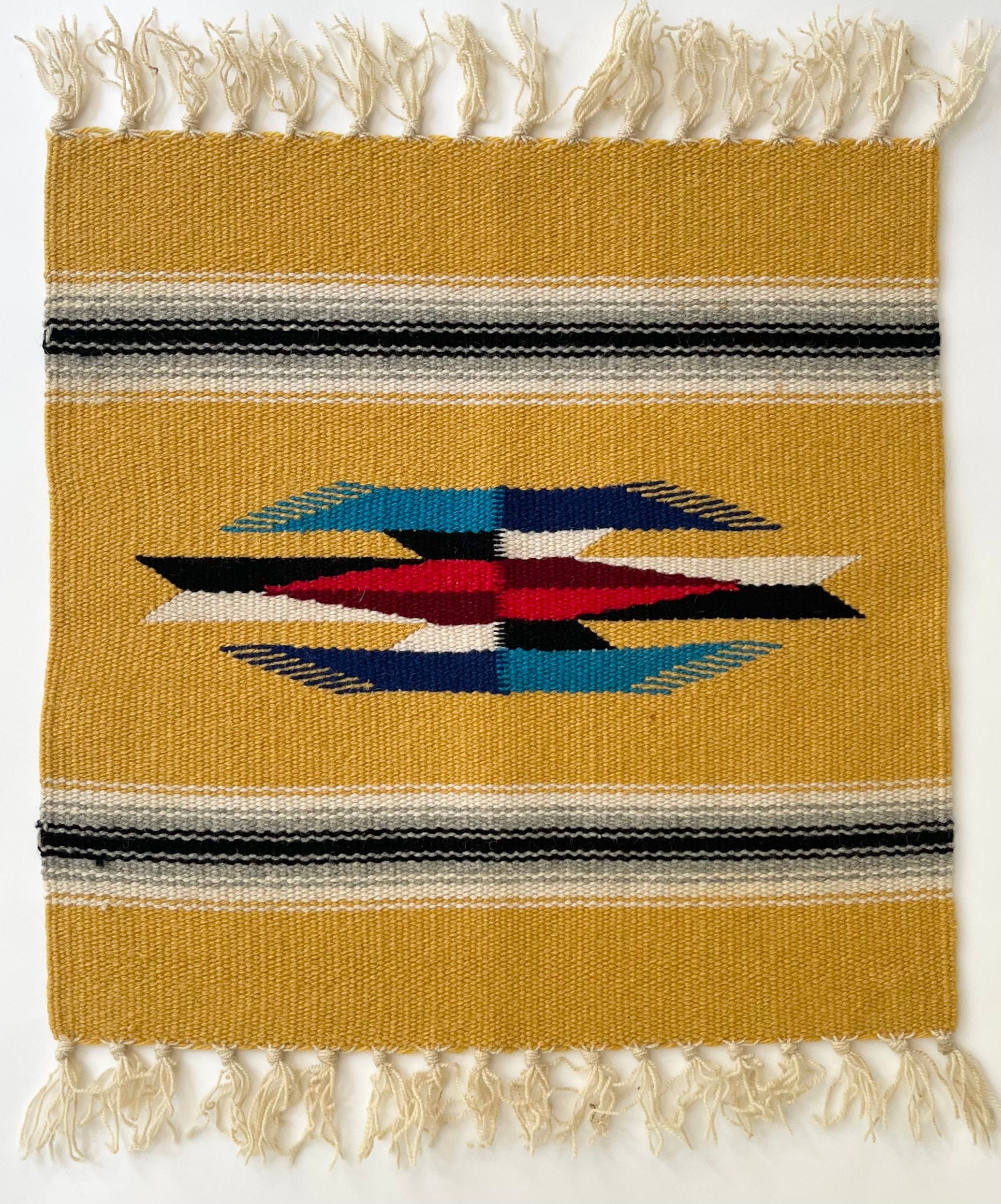 Handwoven Chimayo Weaving Mat Tabletop Size 15 Square Textile Vintage ...