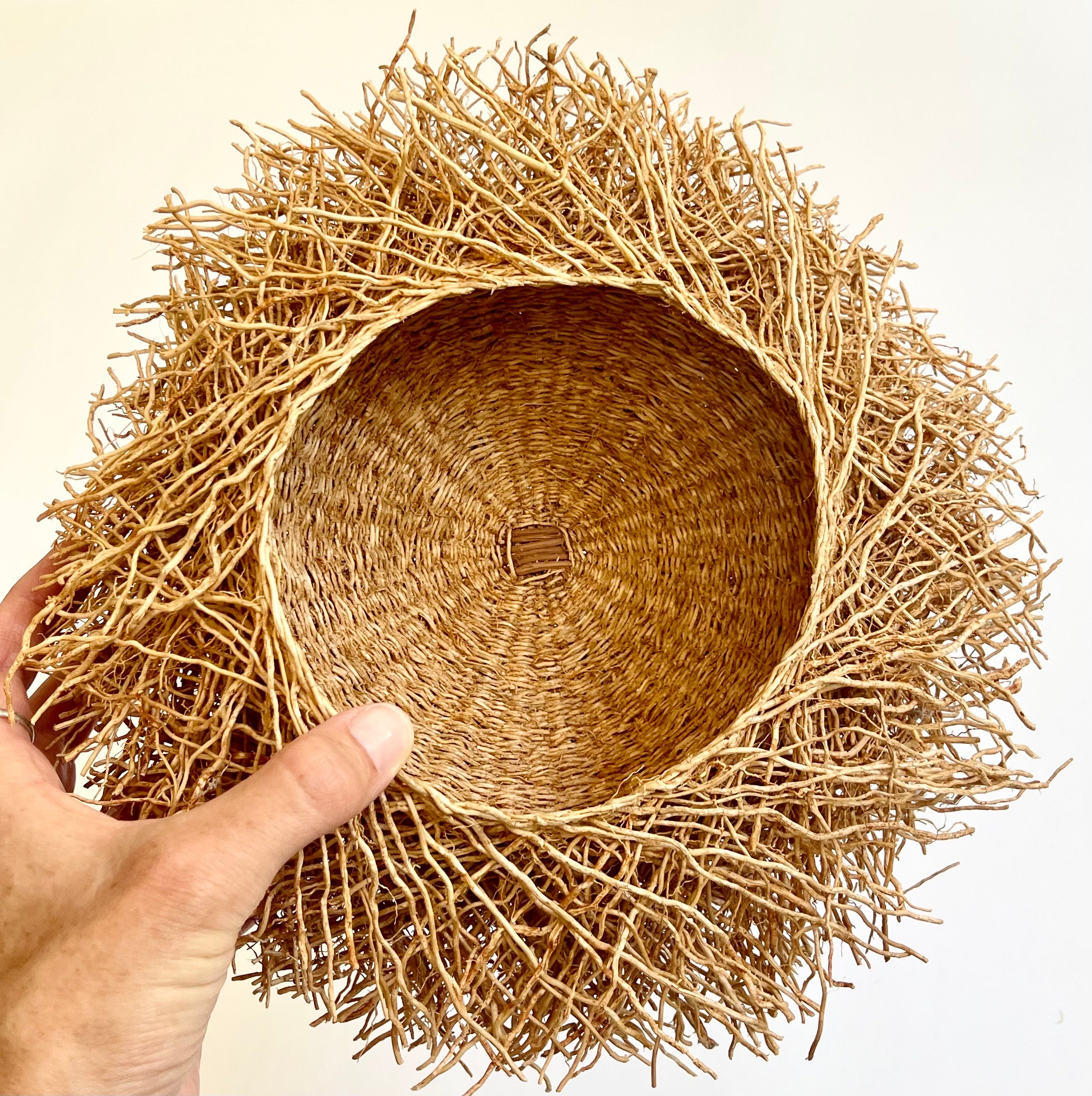 Vetiver Birds Nest Basket Vintage Handwoven 10.5 Diameter Round Circle ...