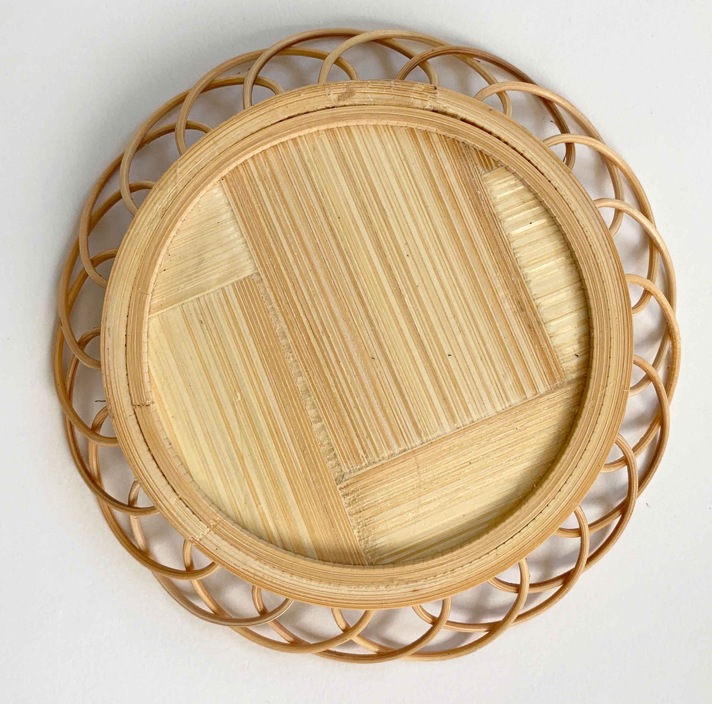 Boho Wicker Coaster Set of 4 Coasters Vintage 70s Bohemian Cocktail ...