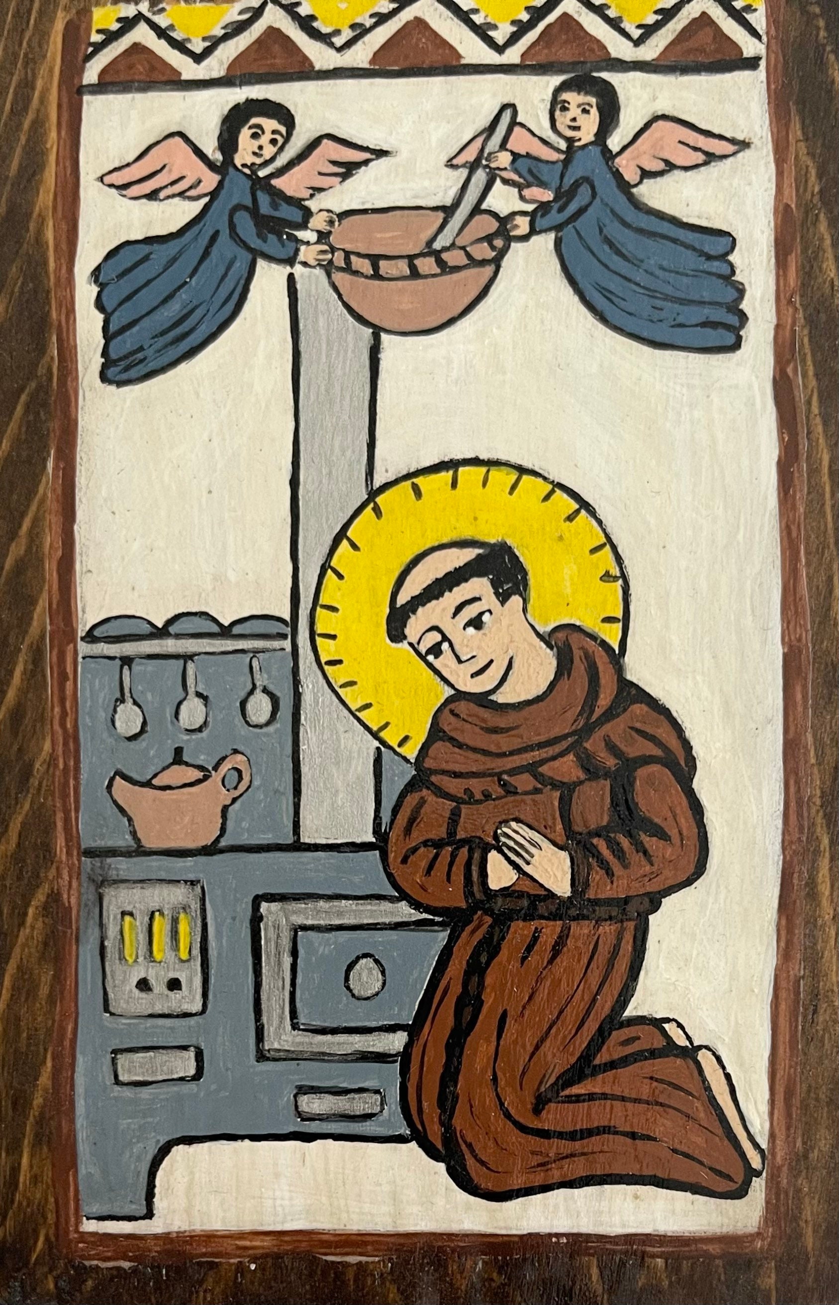 Folk Art Saint Painting on Wood Vintage Southwest Hand Painted Retablo ...