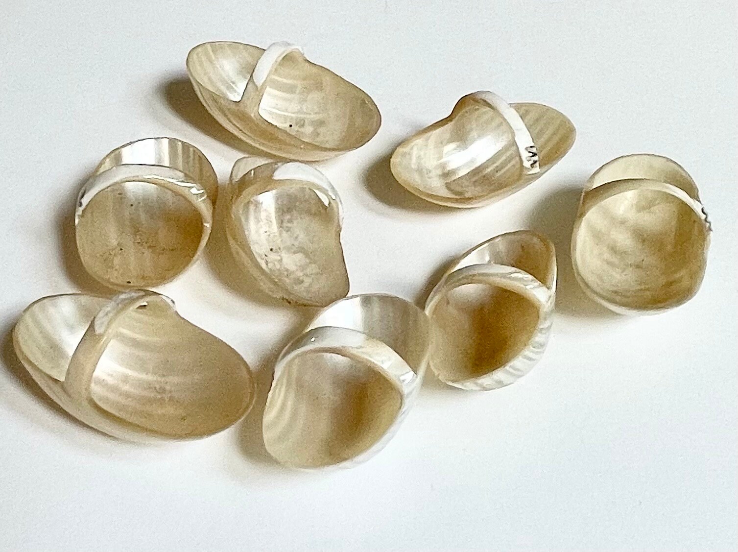 Mother of Pearl Caviar Cups Salt Cellar Dishe Small Basket Shaped Set ...