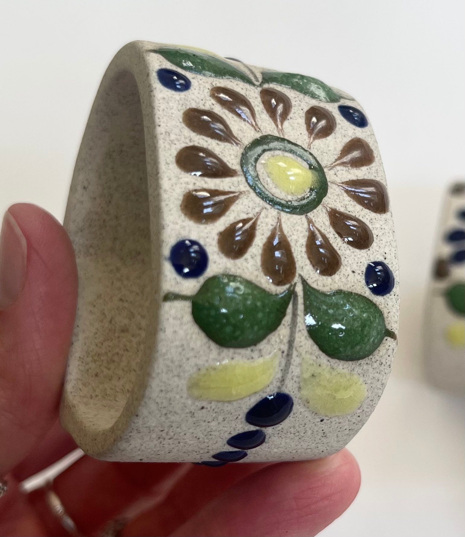 Mexican Stoneware Napkin Rings Napkin Holders Set Lot of 4 Rings ...