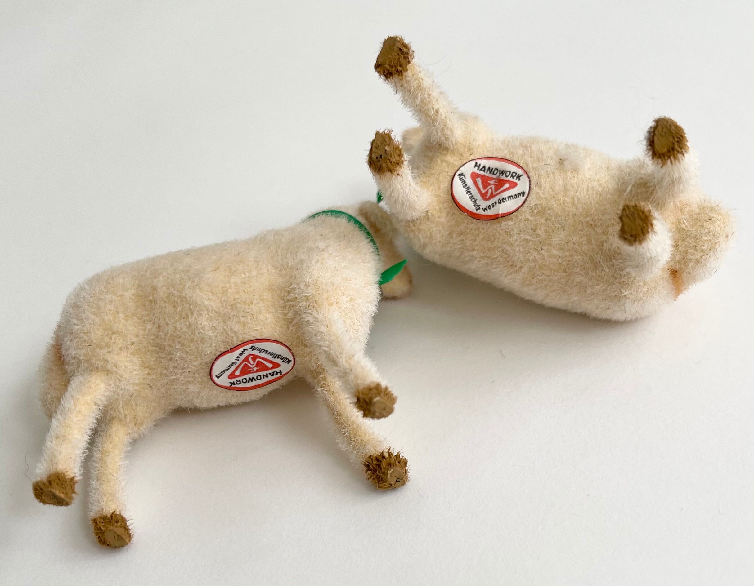 Kunstlerschutz Flocked Sheep Lamb Figurines Set of 2 Vintage ...