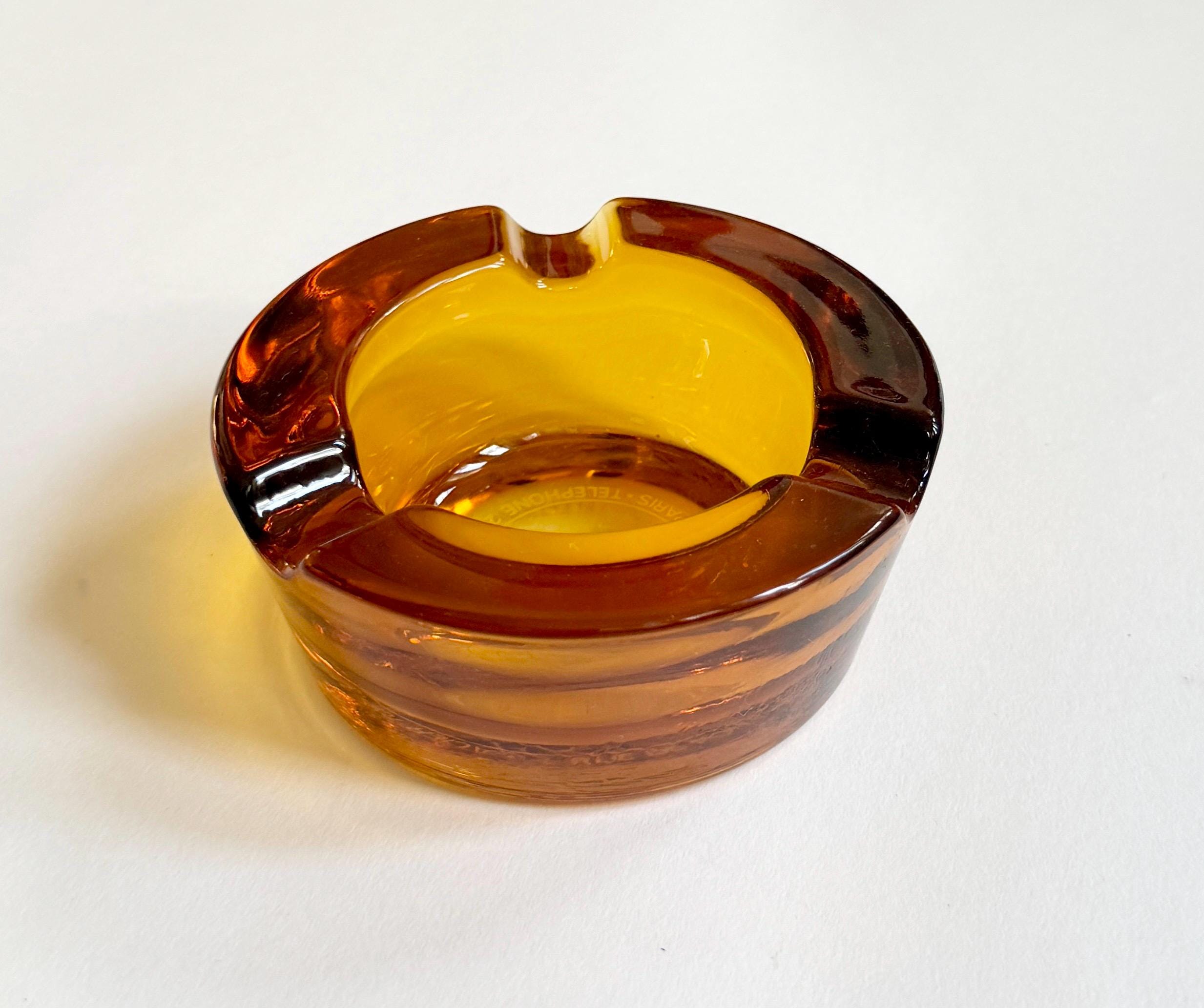 Amber Thick Glass Ashtray French Advertising Vintage Paris Flea Market ...