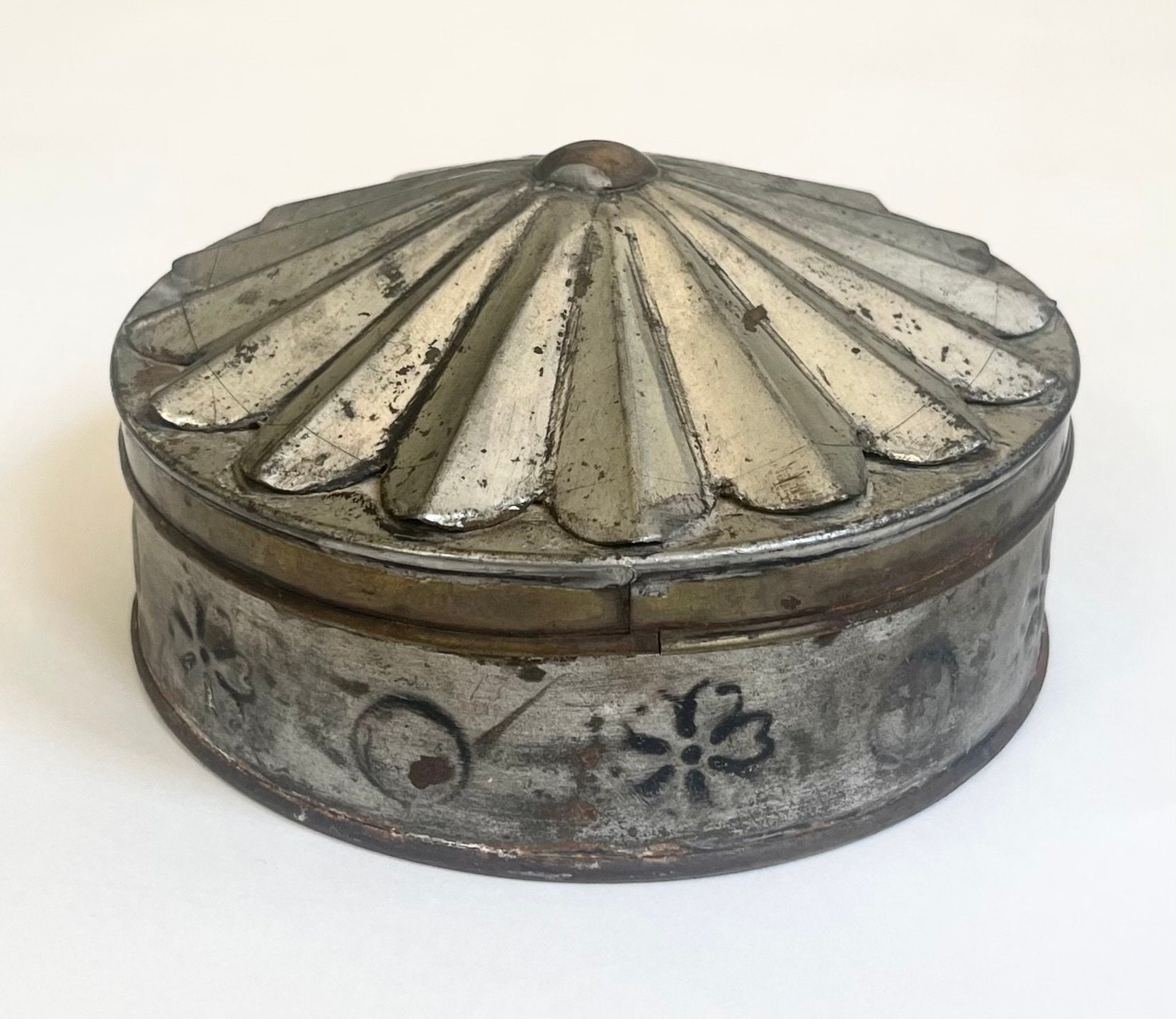 Rustic Punched Tin Box Lidded Box Very Aged Vintage Old Worn Patina ...