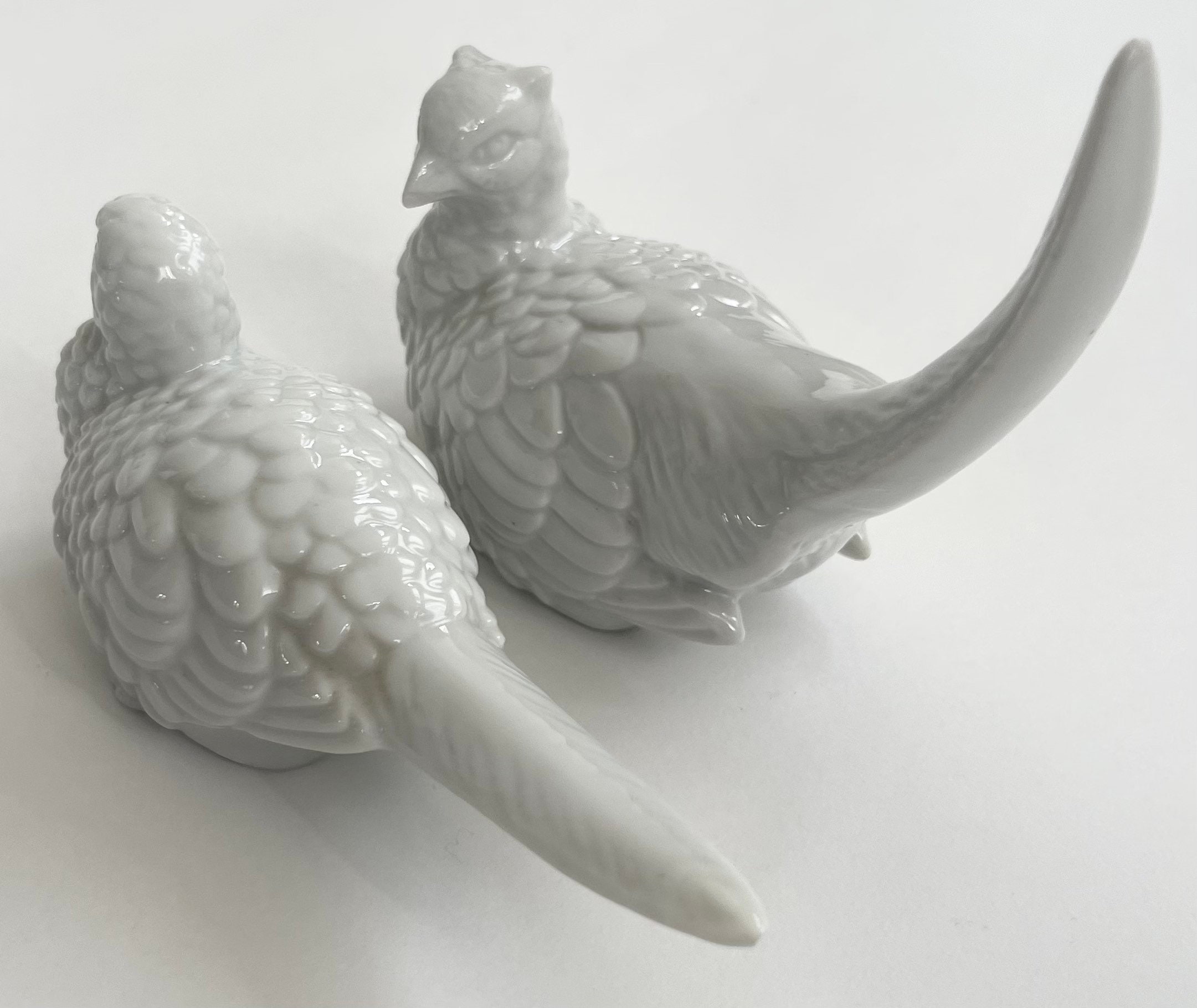 Glazed White Ceramic Pheasant Bird Figurine Set Made in Japan - Etsy