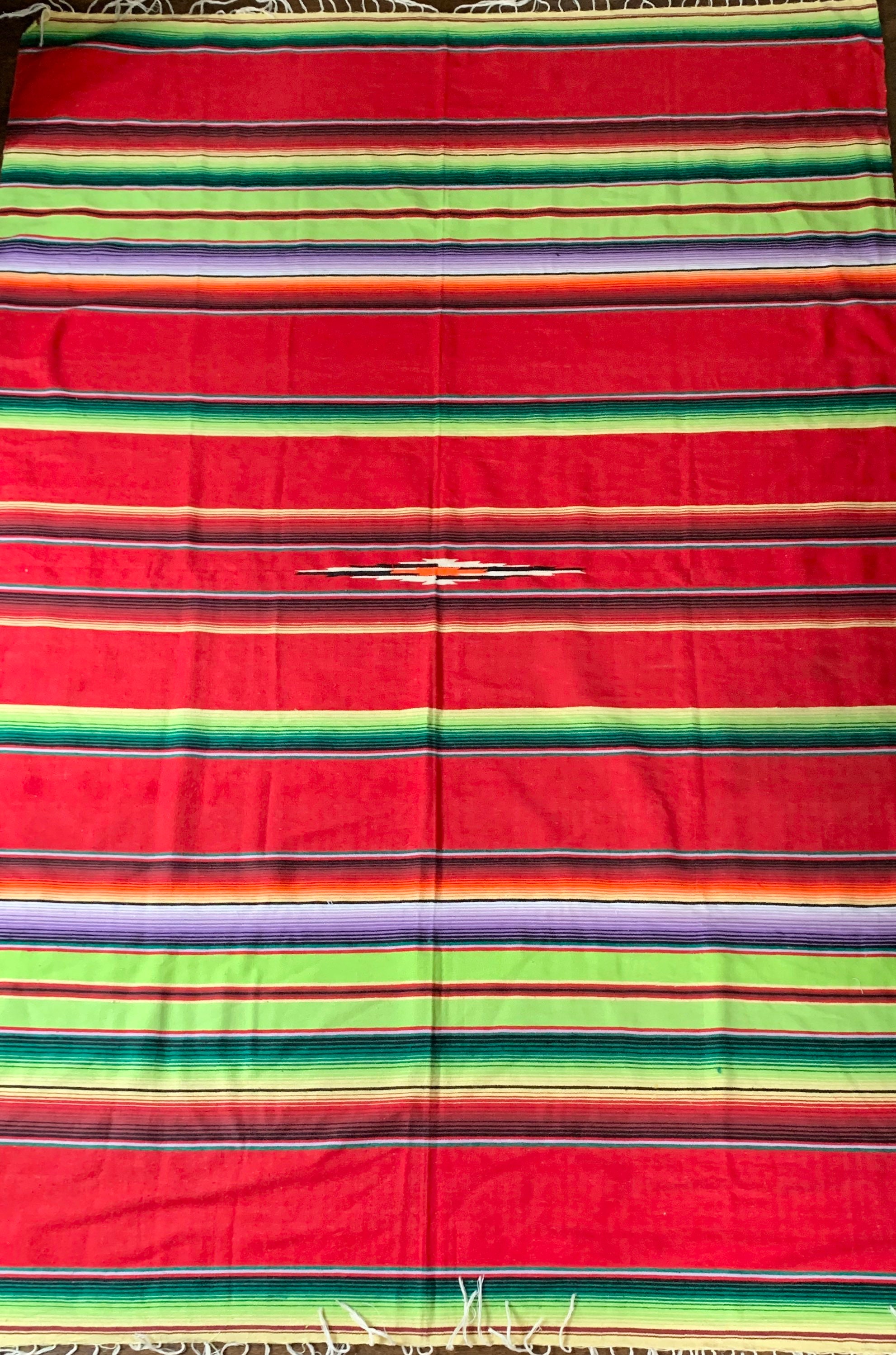 60s Wool Serape Throw Blanket Vintage Mexican Hand Woven Saltillo ...