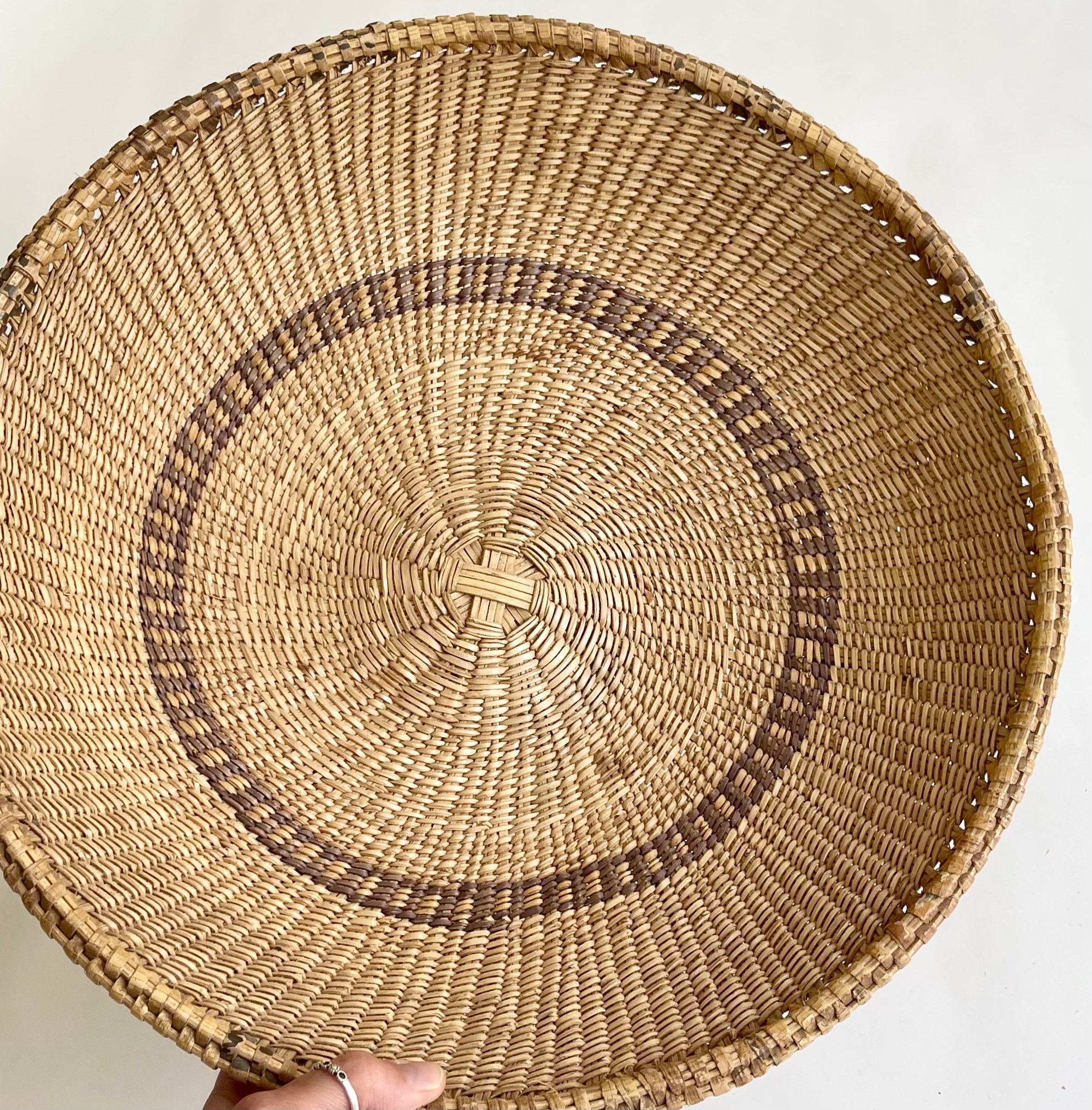 Large Vintage Gathering Basket Bowl 15.5 Diameter Likely of South ...