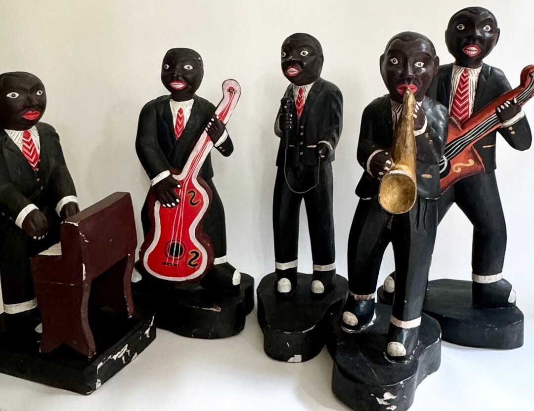 Large African American Folk Art Mid Century Wood Carving Vintage Hand ...