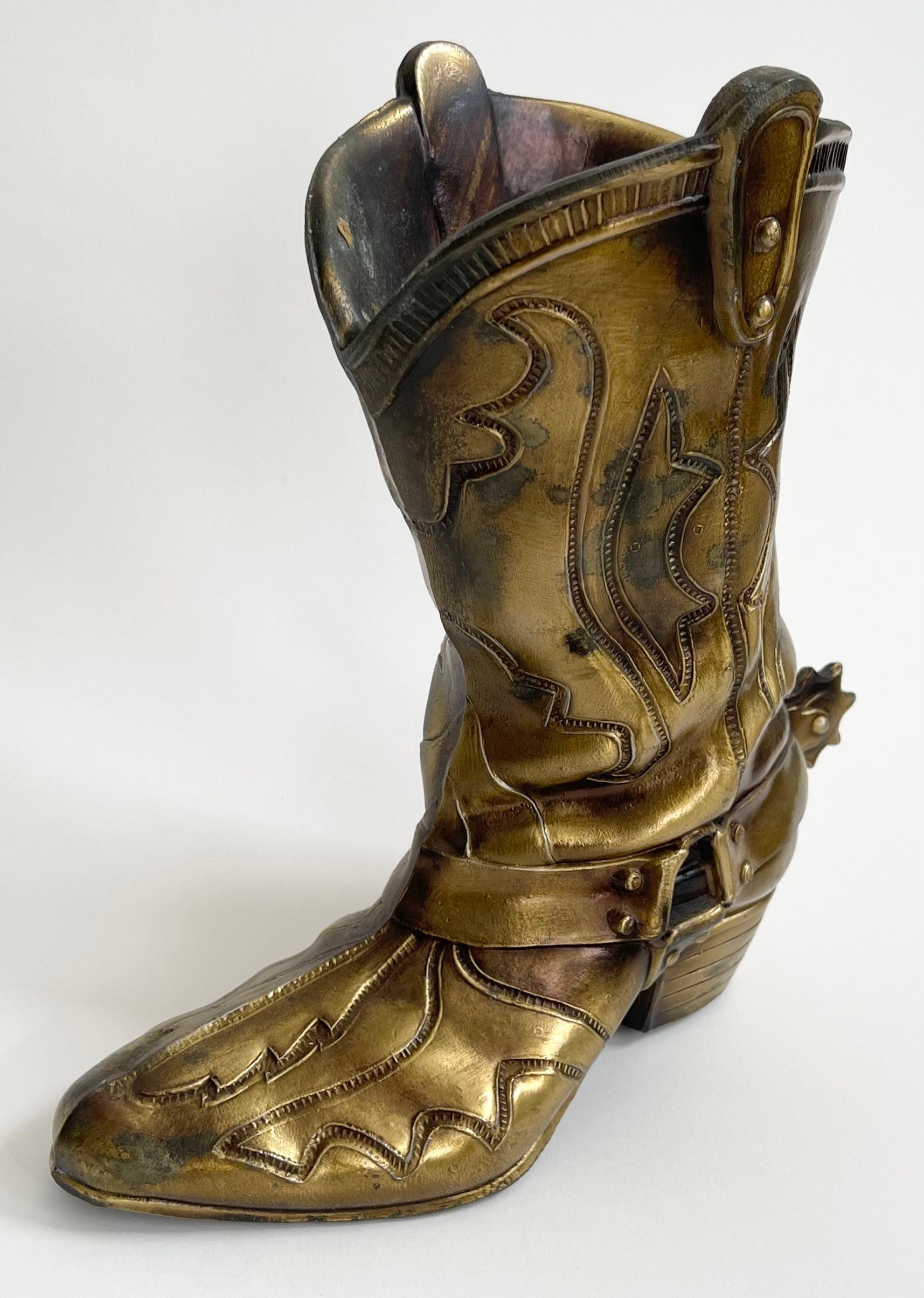 Brass Cowboy Boot Vase Planter Vintage Artbrass Giftmakers Western Boot ...