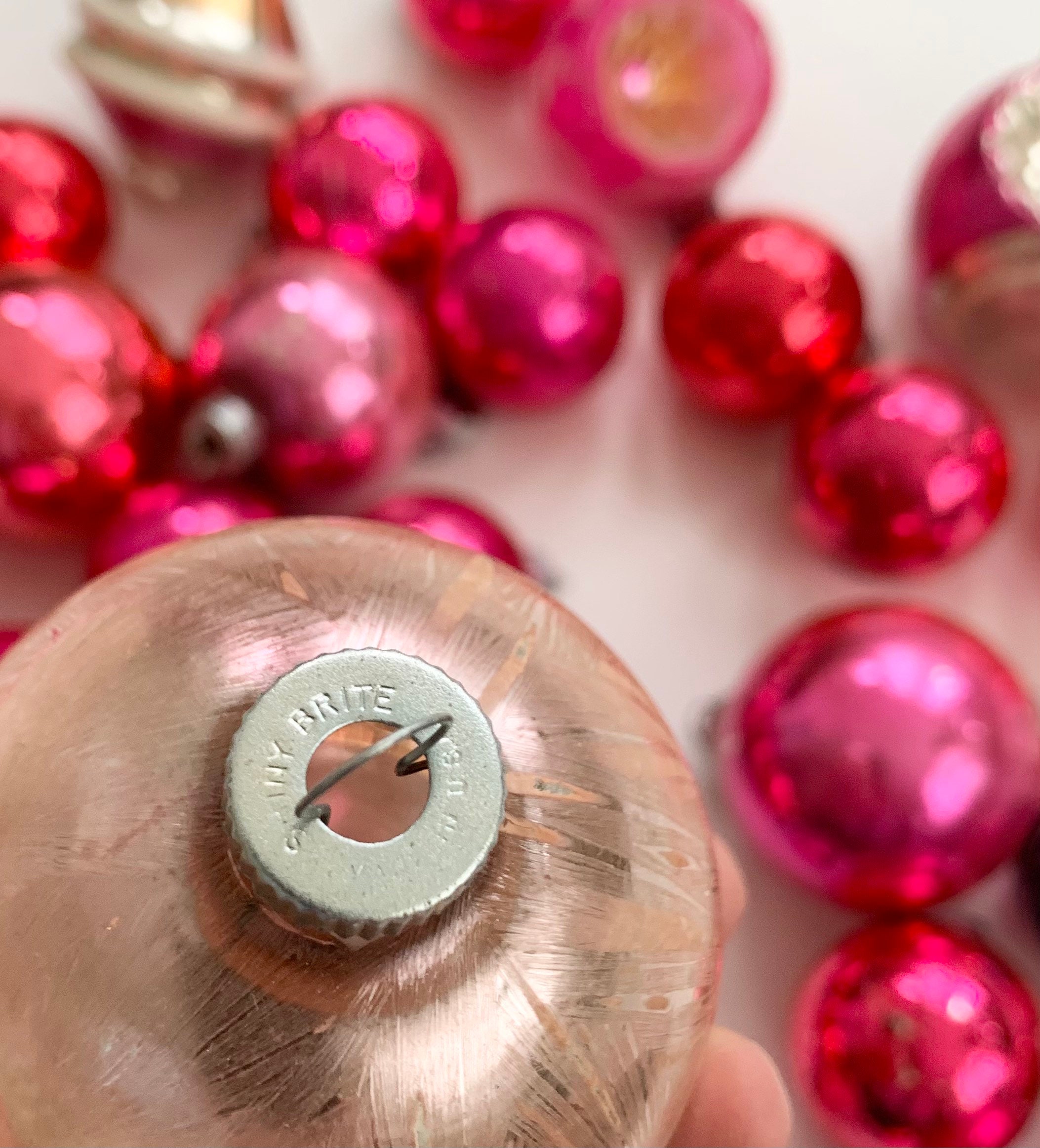 Vintage Pink Glass Ornaments Mixed Lot of 29 Magenta Silver Tone ...