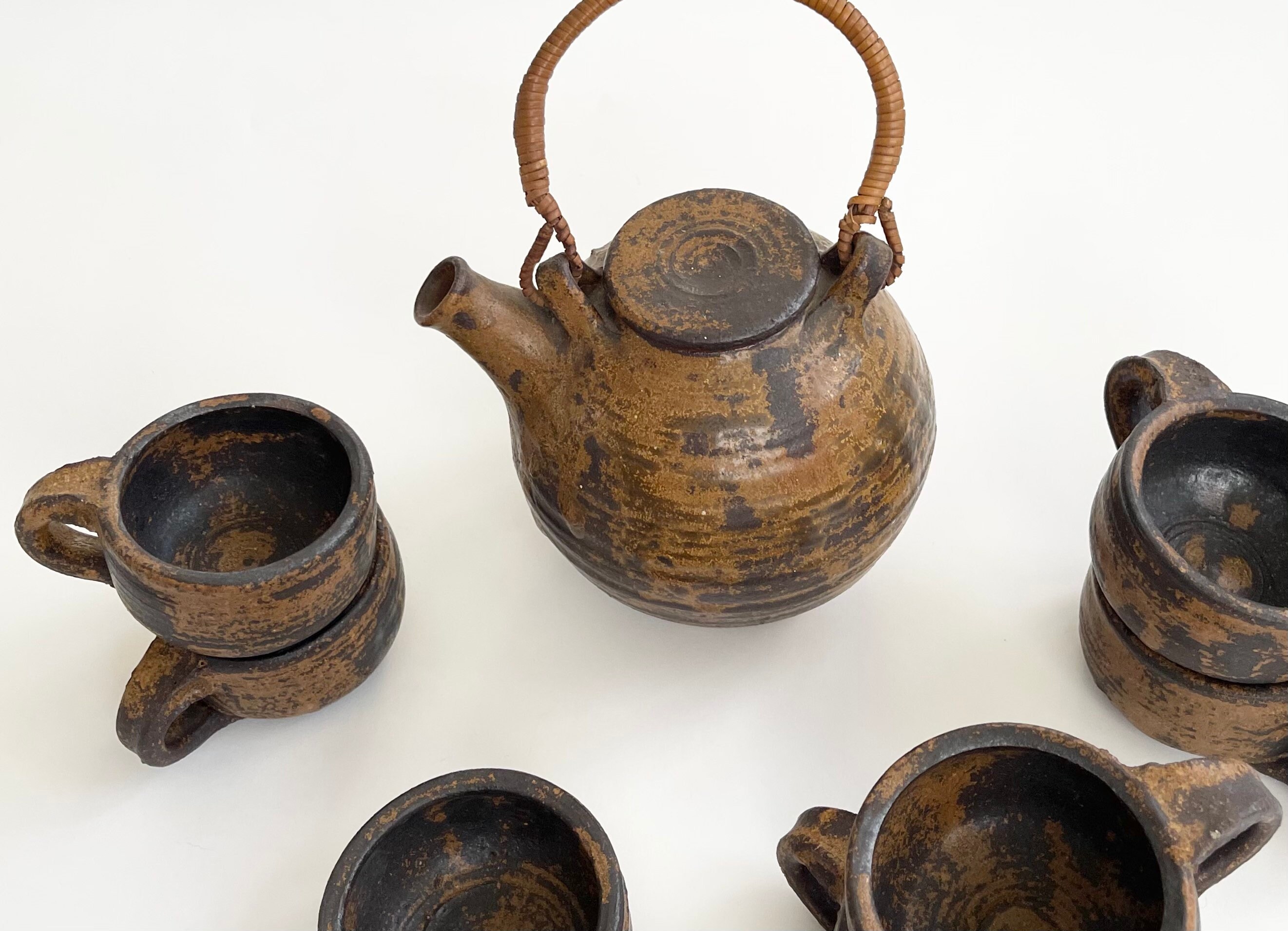 Handmade Pottery Tea Set Heavy Stoneware Studio Pottery Kiln Fired ...