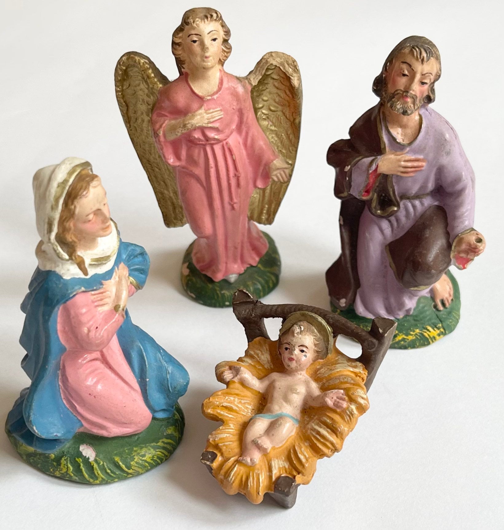 Italian Plaster Nativity Set of 4Pieces Vintage Antique Italy Religious ...