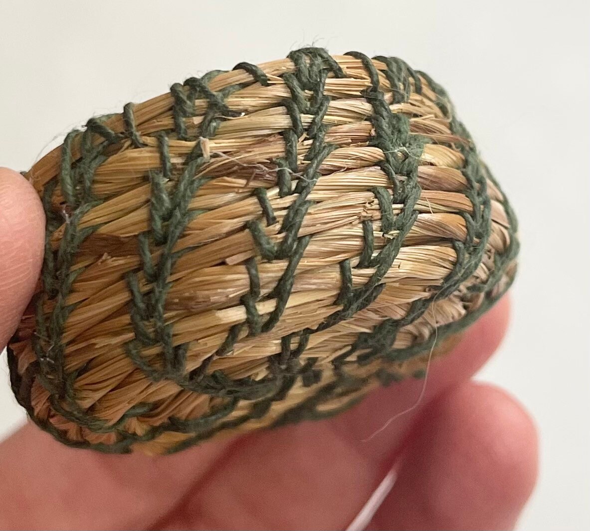 Tiny Handwoven Coil Basket Gap Stitch Detail Vintage Baskets Small Mini ...